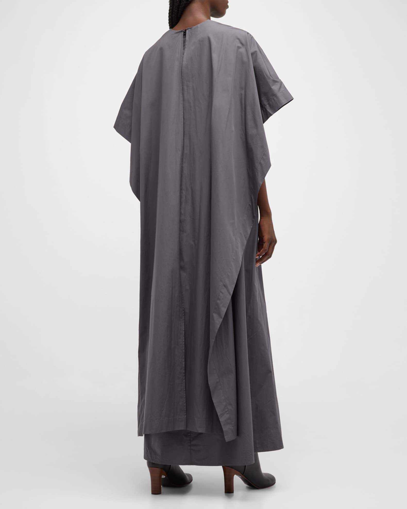 Co Cape-Sleeve Waist-Sash Pleated Maxi Dress | Neiman Marcus