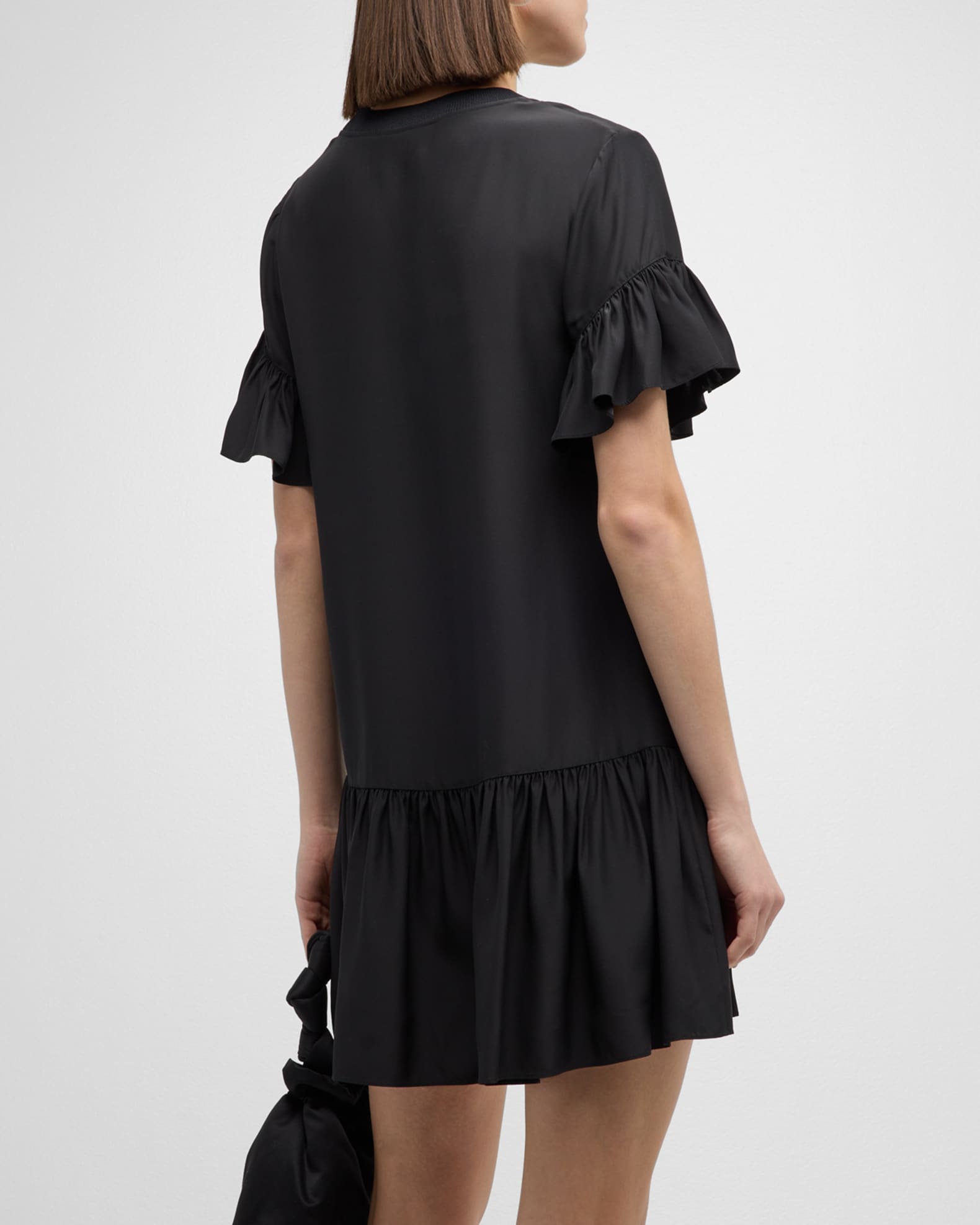 Cinq a Sept Leilah Silk Dropped-Waist Flounce Mini Dress | Neiman Marcus