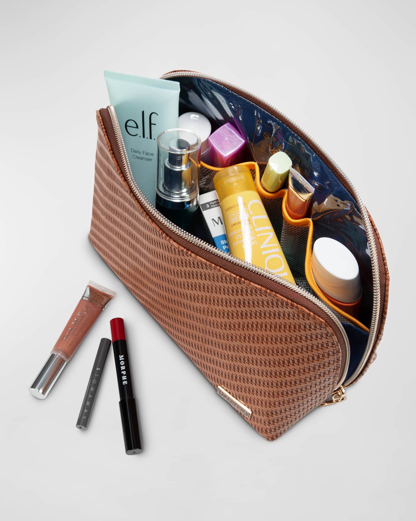 Stephanie Johnson Rosewood Cognac Lola Makeup Bag | Neiman Marcus