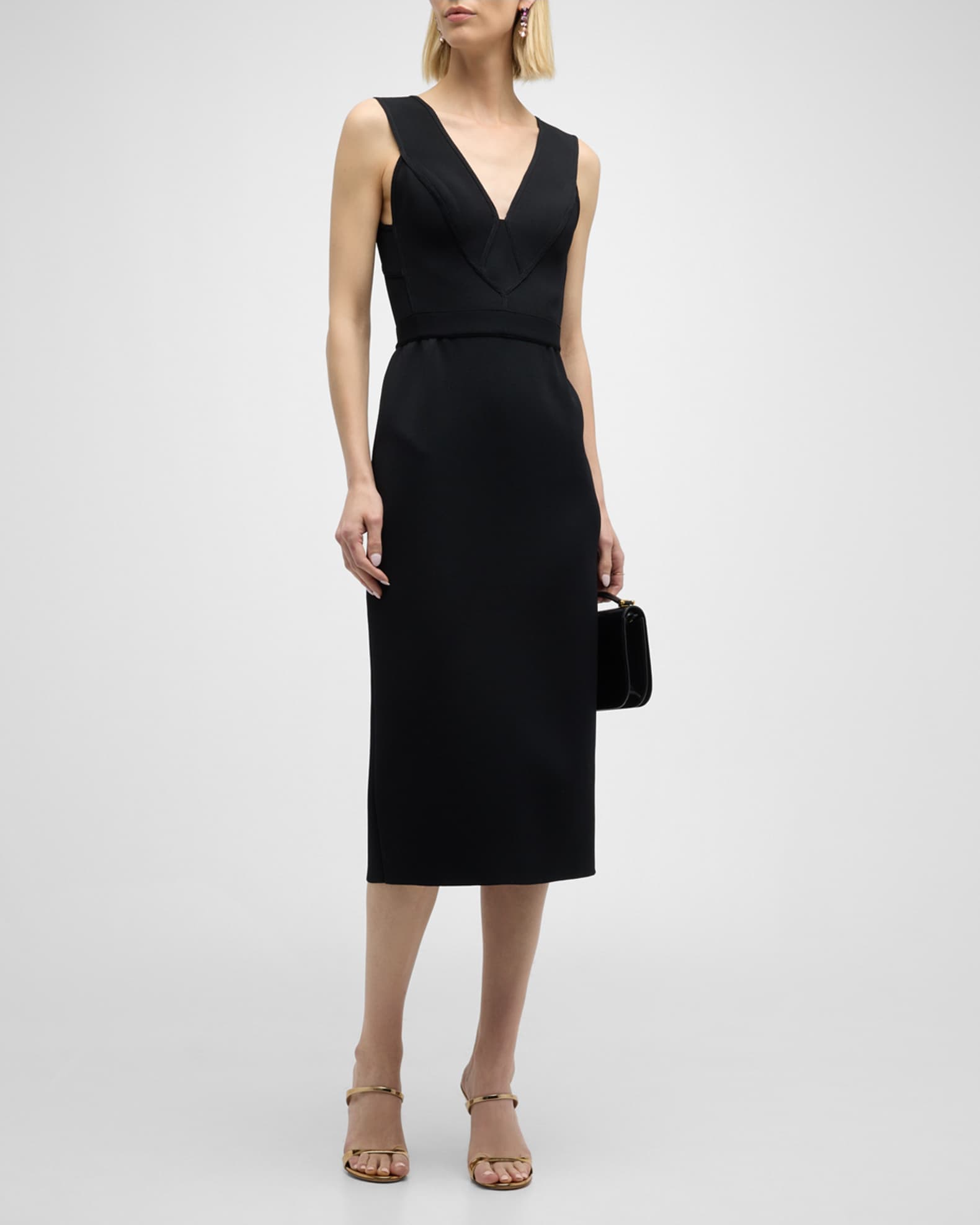 St. John Cutout Milano Knit Midi Dress | Neiman Marcus