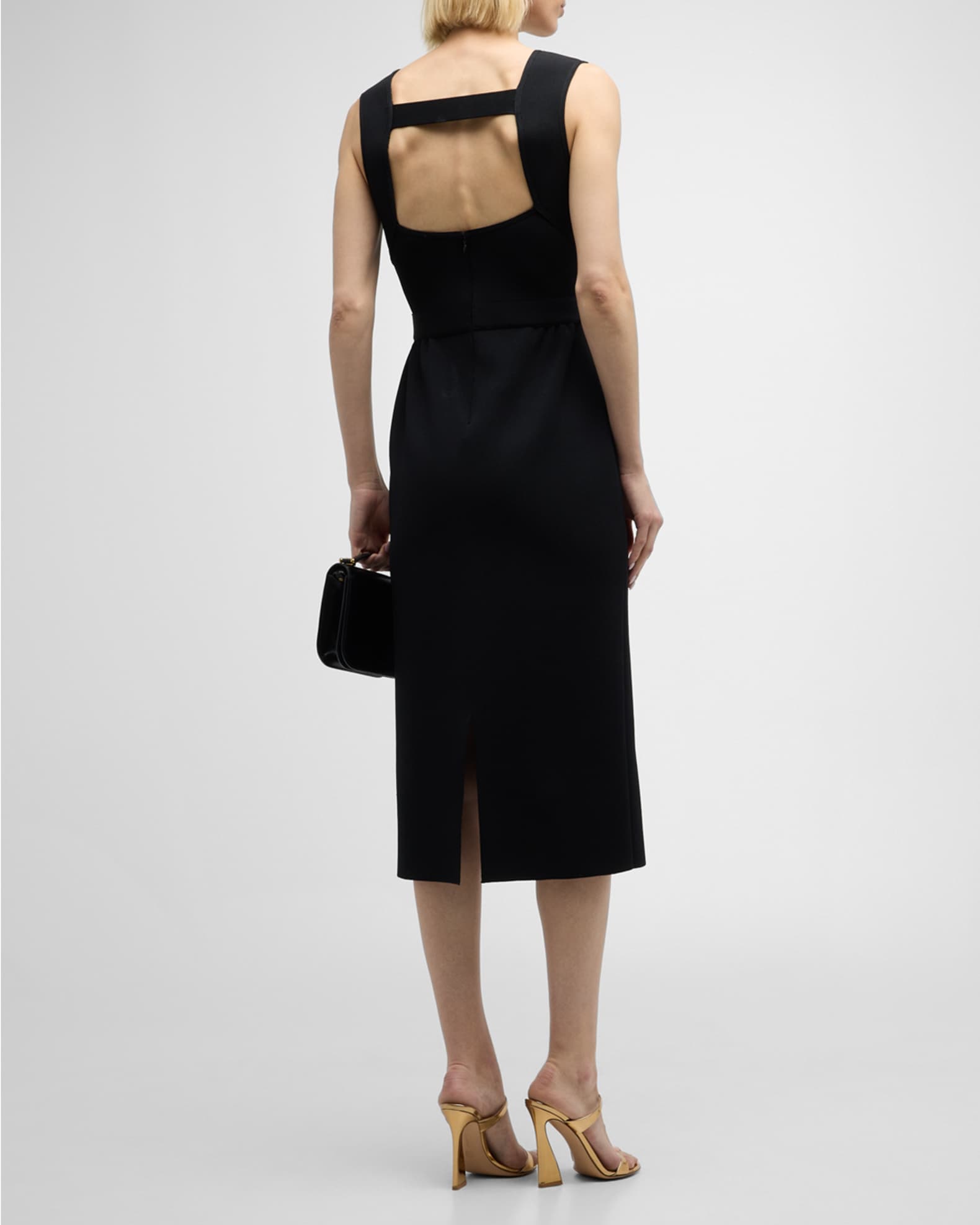 St. John Cutout Milano Knit Midi Dress | Neiman Marcus
