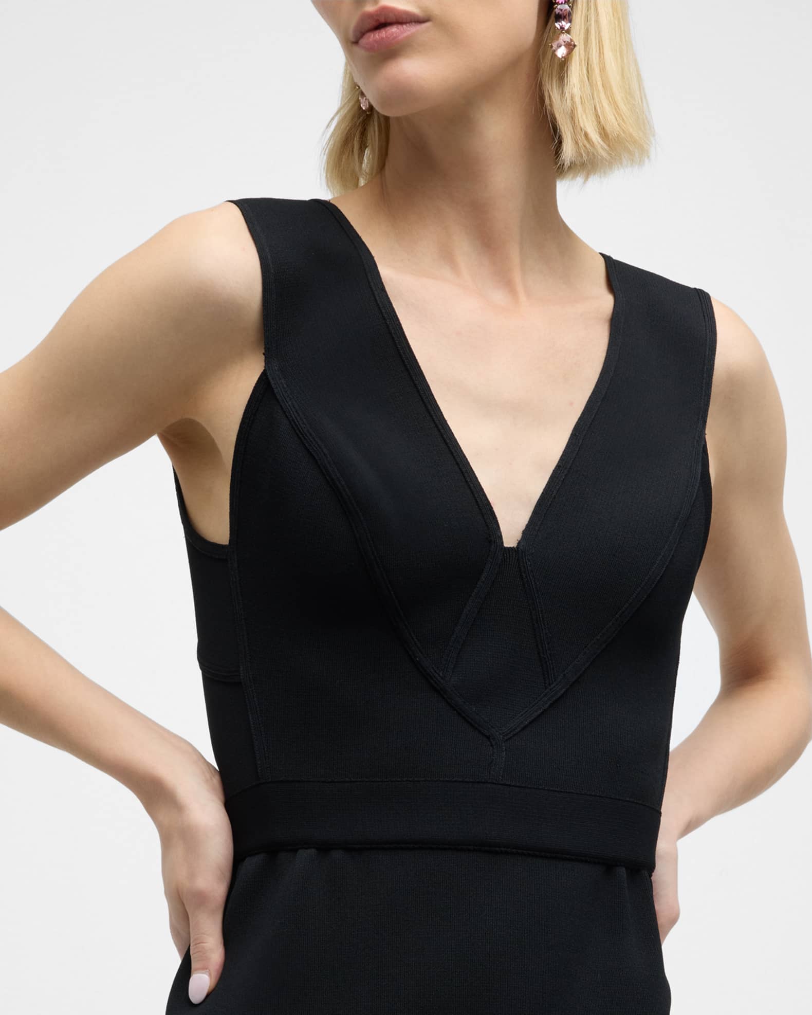 St. John Cutout Milano Knit Midi Dress | Neiman Marcus