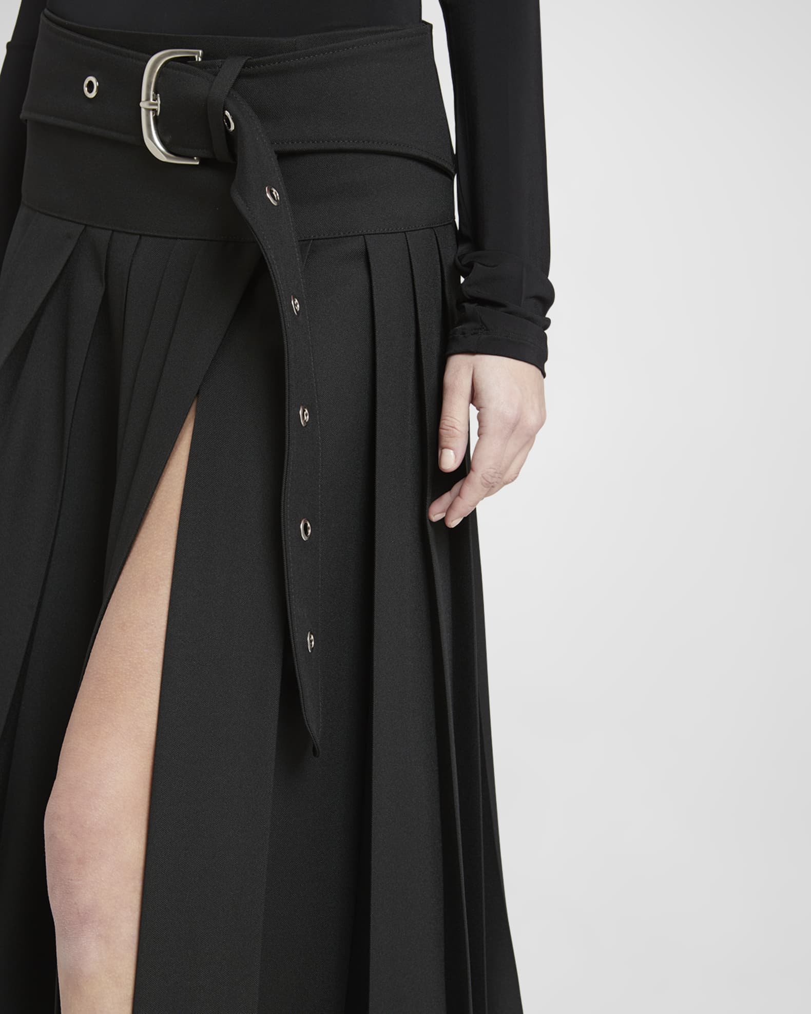 Off-White Tech Drill Belt Pleated Skirt | Neiman Marcus