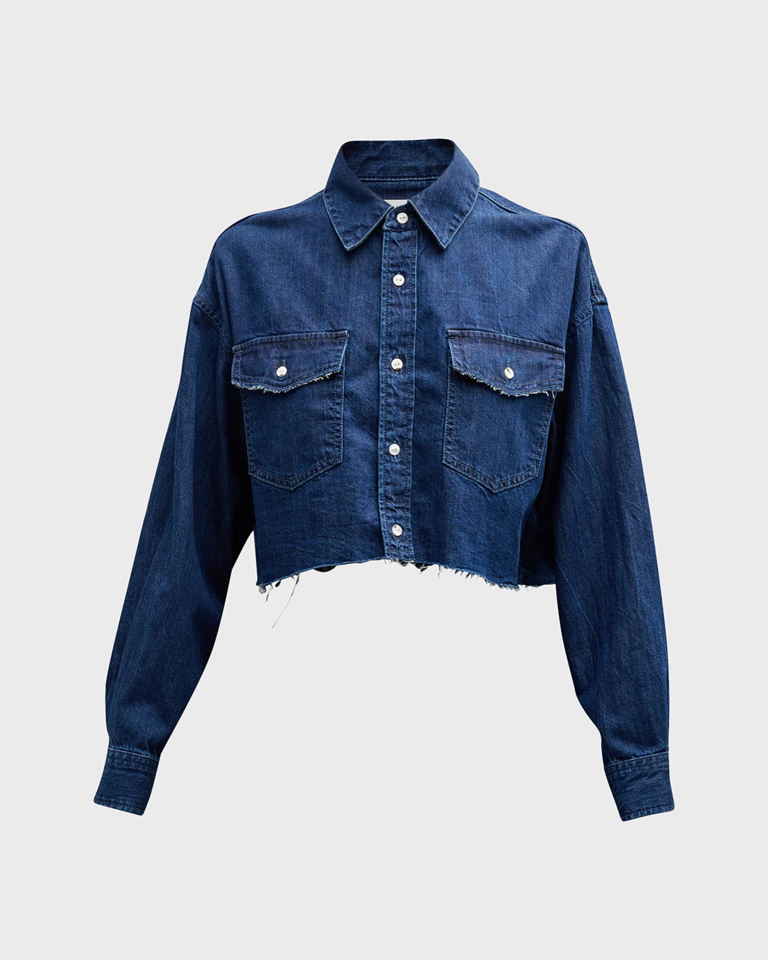 MOUSSY VINTAGE Artesia Cut-Off Denim Shirt | Neiman Marcus