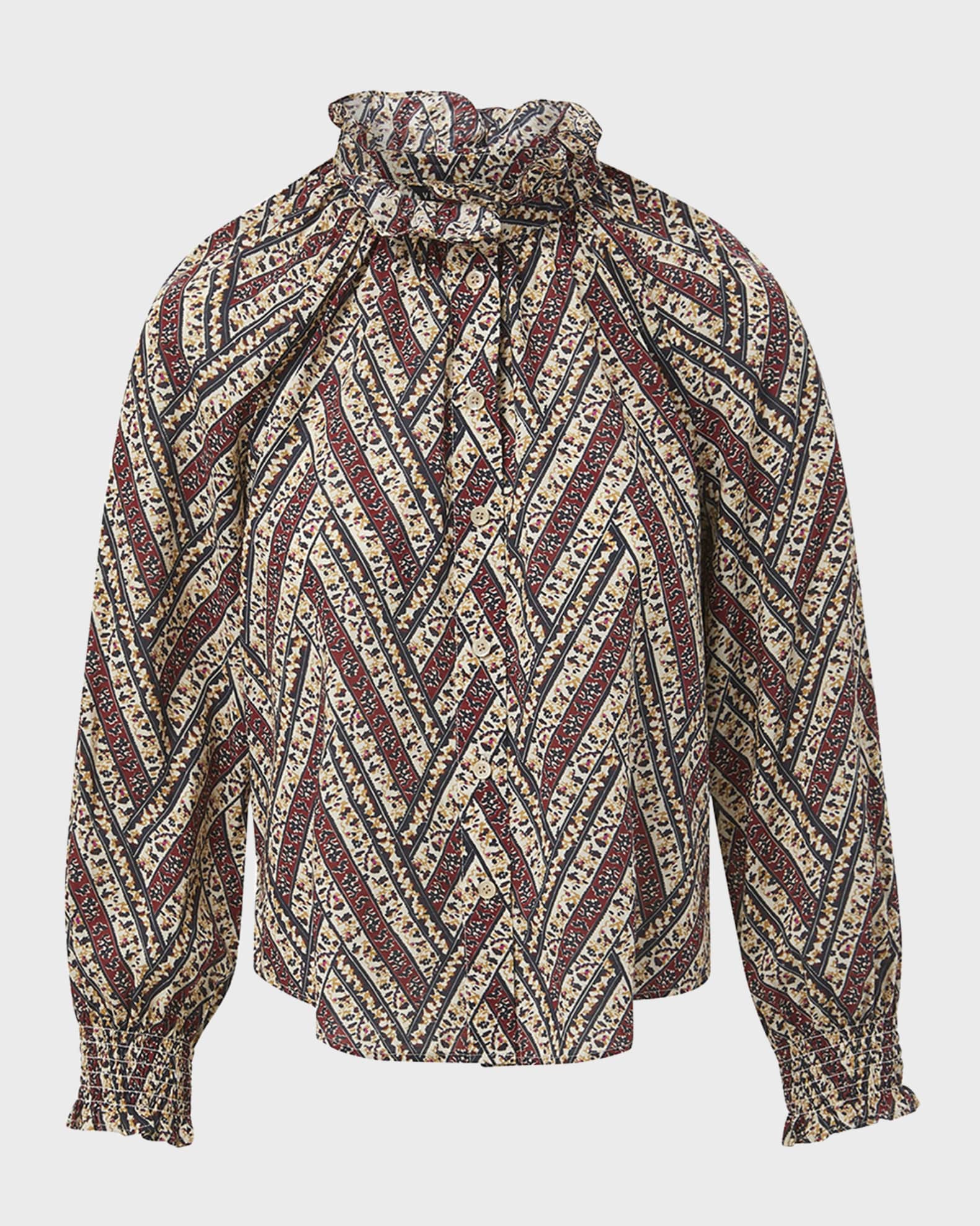 Veronica Beard Calisto Printed Ruffle-Collar Button-Front Shirt ...