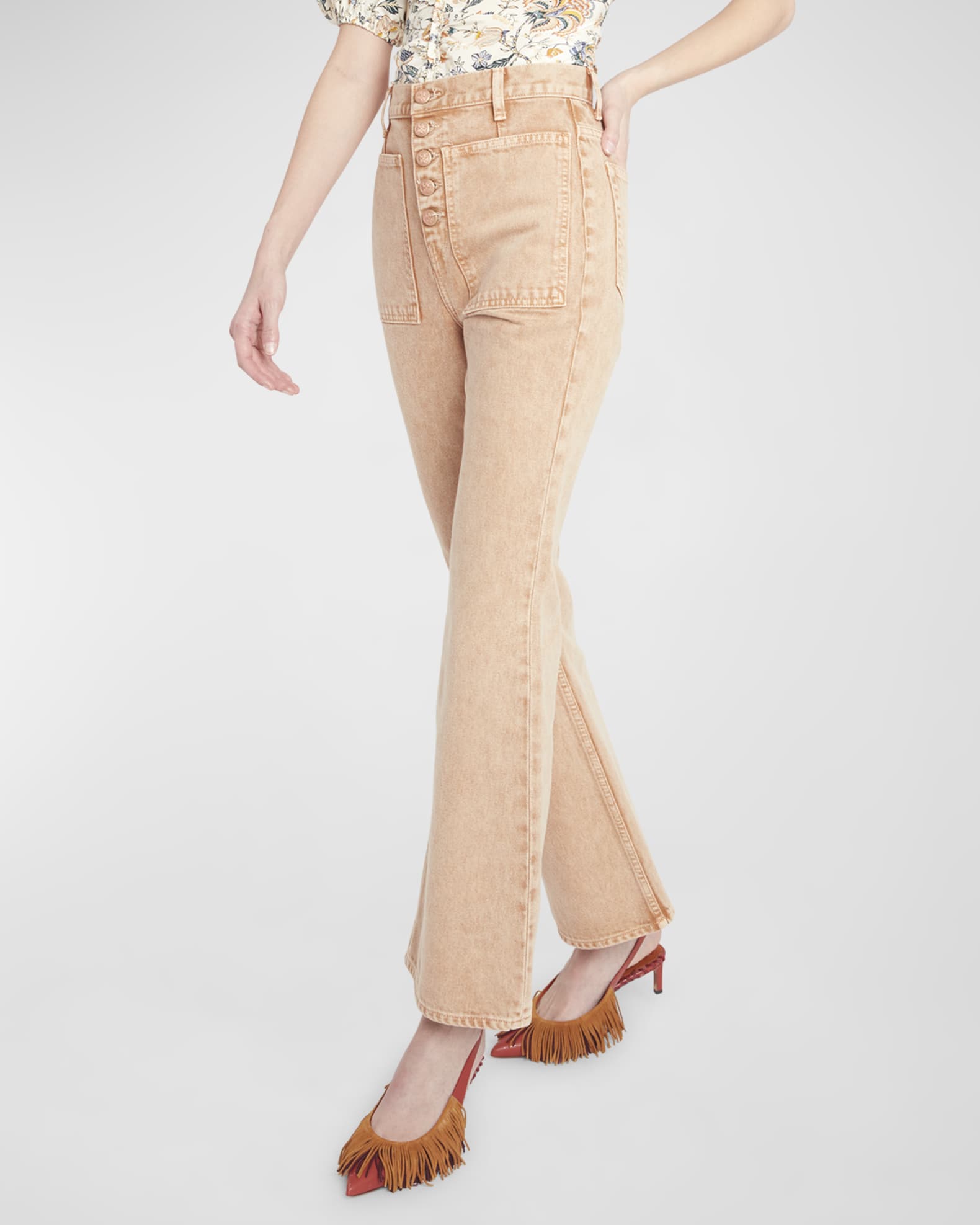 Ulla Johnson The Lou Garment-Dyed Flare Denim Jeans | Neiman Marcus