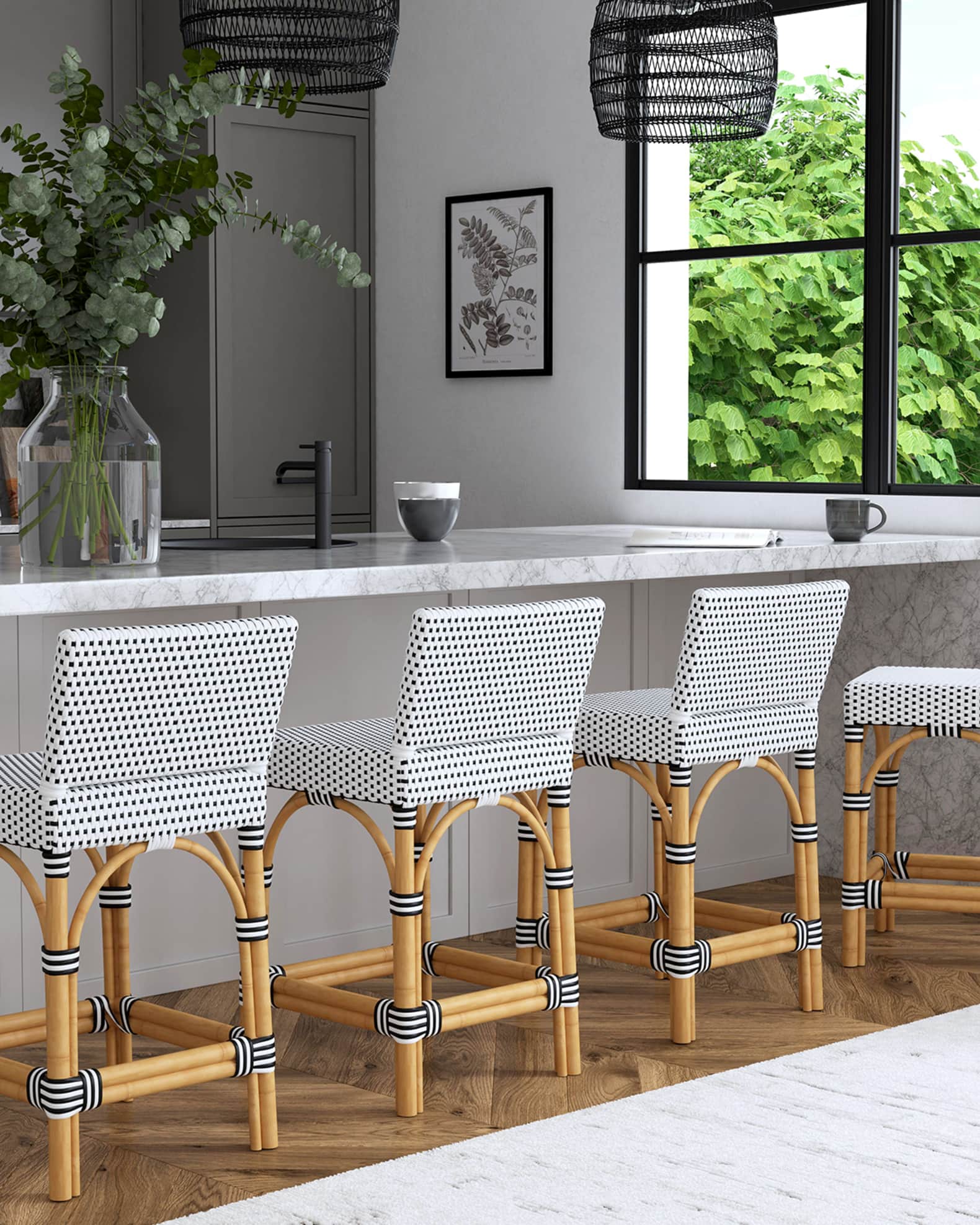 Butler Specialty Co Sayler Rattan Counter Stool, 24.5" | Neiman Marcus