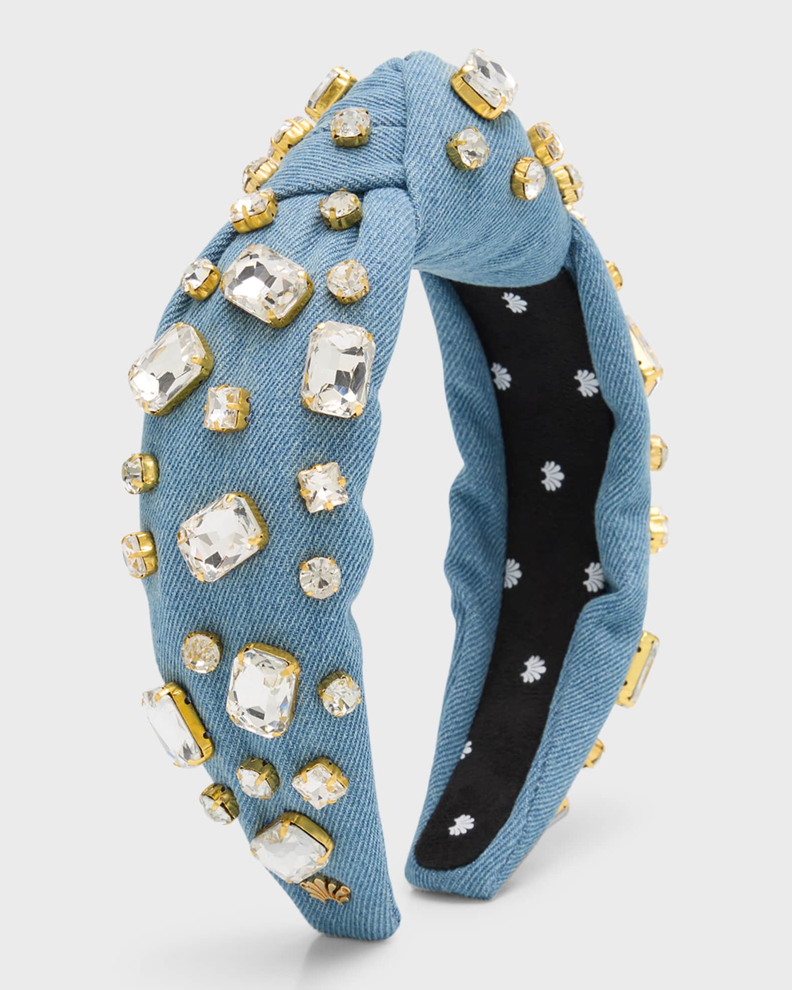 Lele Sadoughi Embellished Knotted Denim Headband | Neiman Marcus