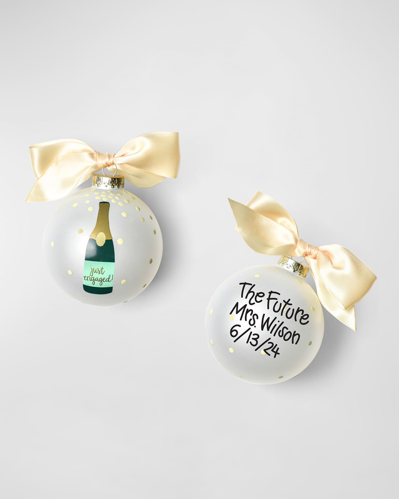 Coton Colors Just Engaged Champagne Christmas Ornament with Stand ...