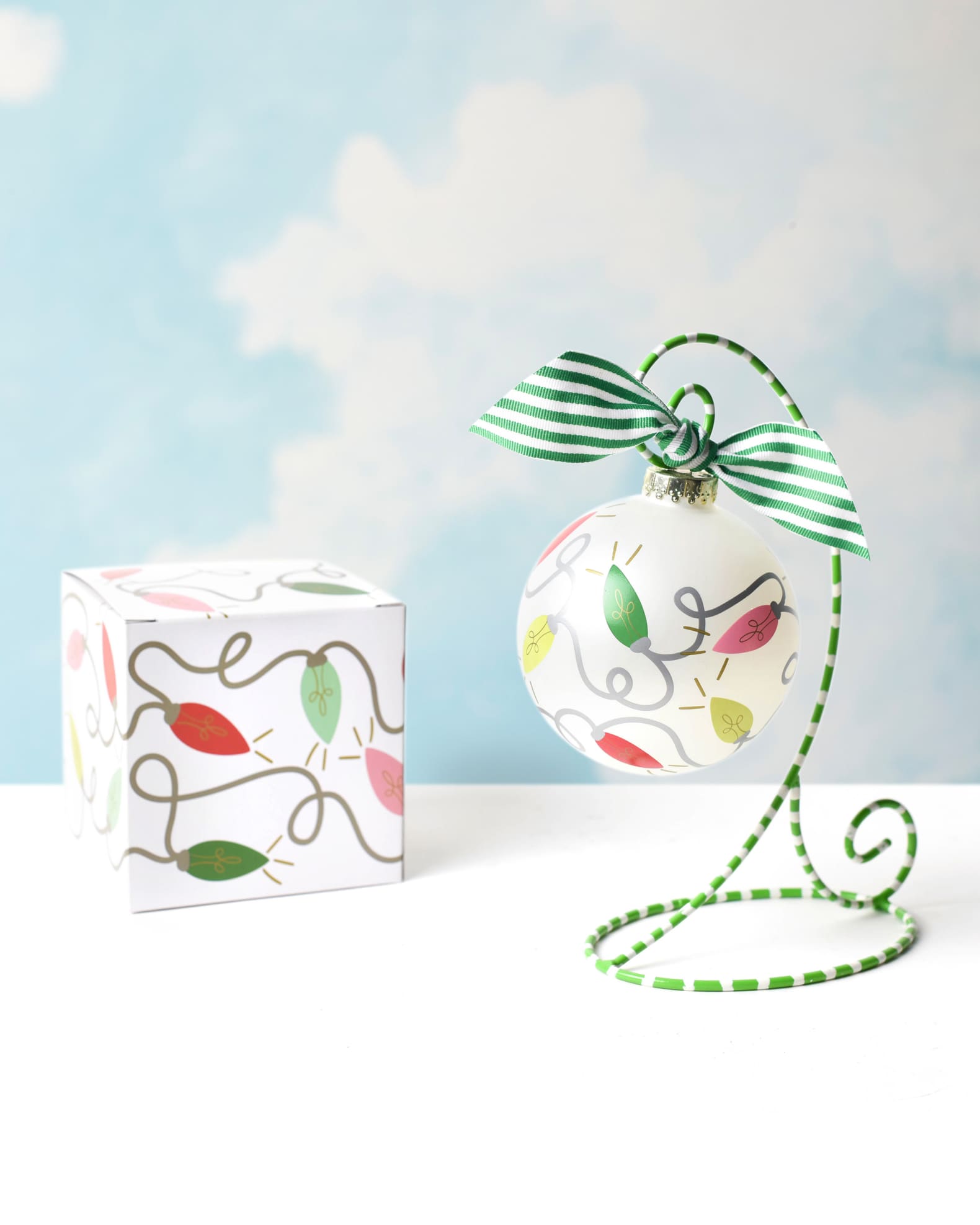 Coton Colors Gleaming Lights Personalized Glass Ornament with Stand ...