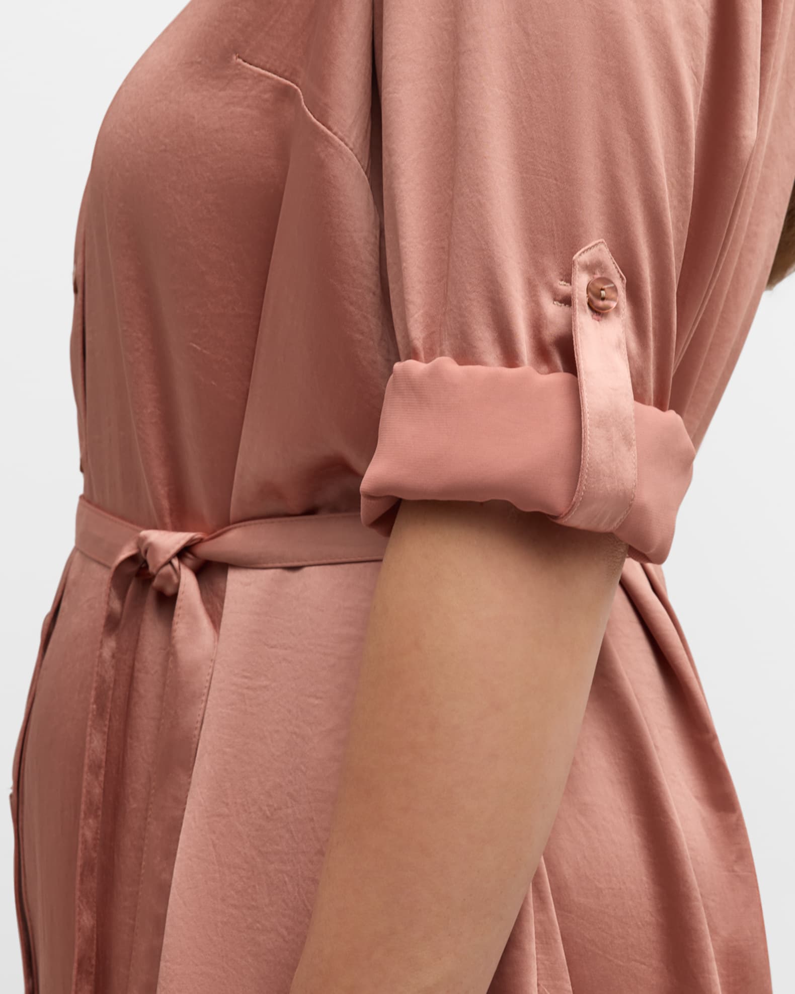 Finley Plus Size Carter Belted Satin Shirtdress | Neiman Marcus