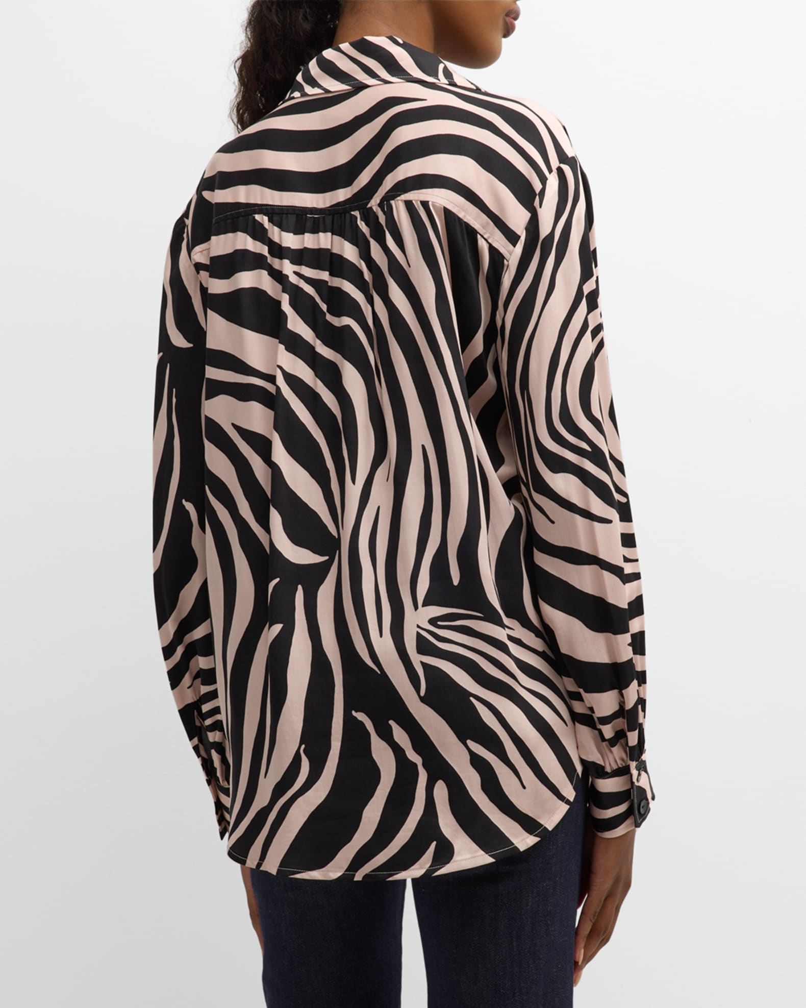Finley Davy Tiger-Print Satin Top | Neiman Marcus