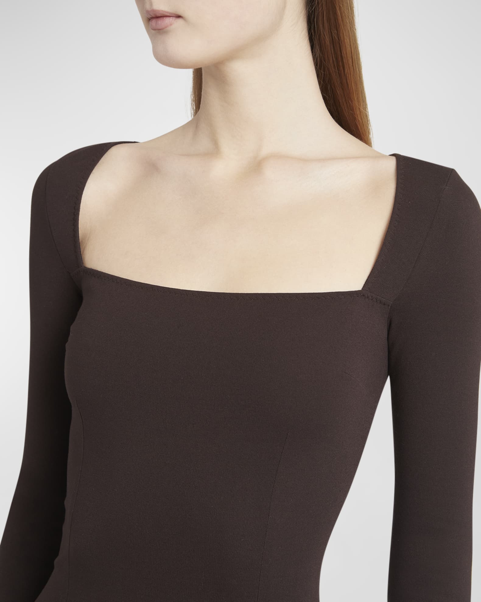 Dolce&Gabbana Square-Neck Body-Con Midi Dress | Neiman Marcus
