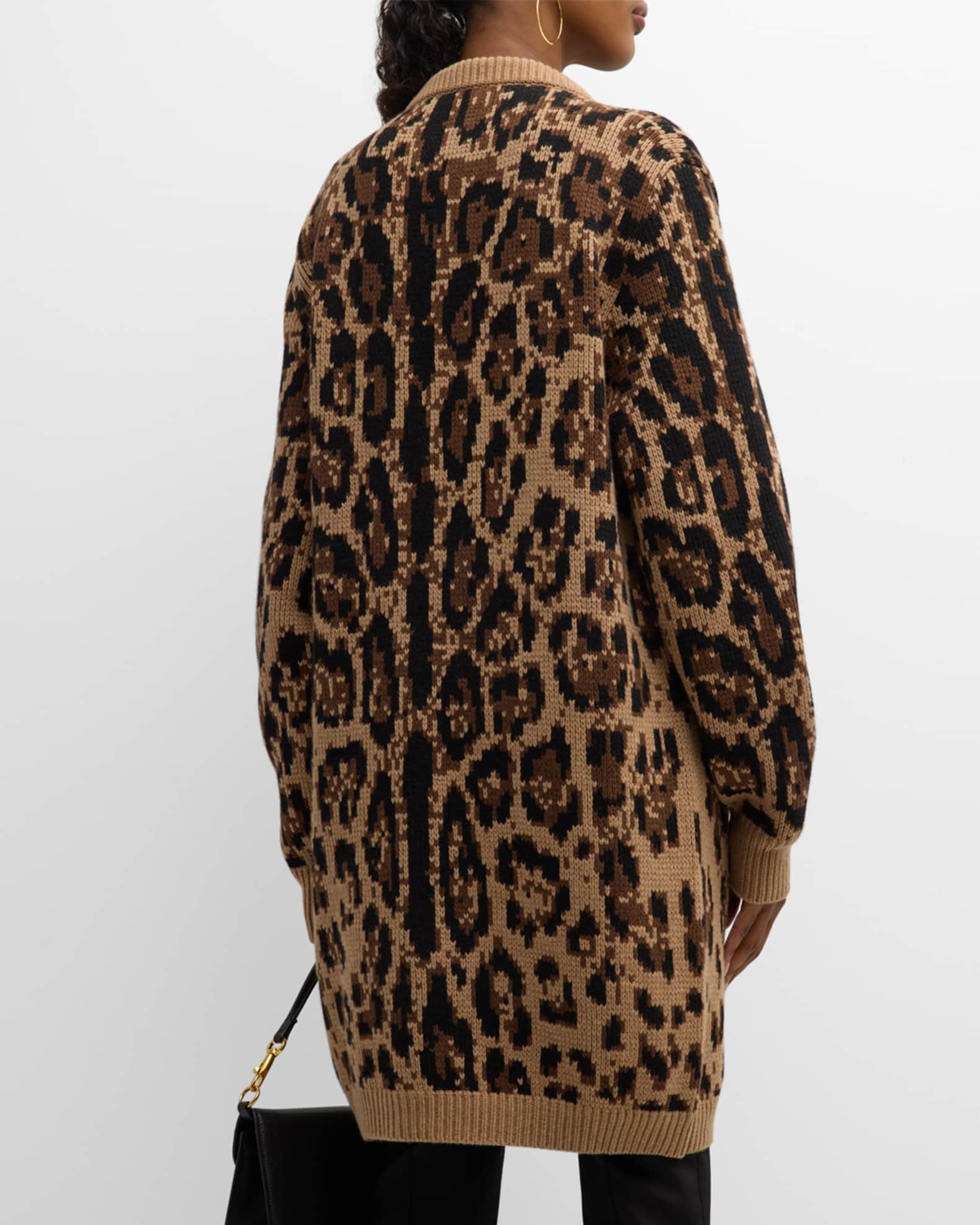 Dolce&Gabbana Leopard Oversized Wool-Cashmere Cardigan | Neiman Marcus