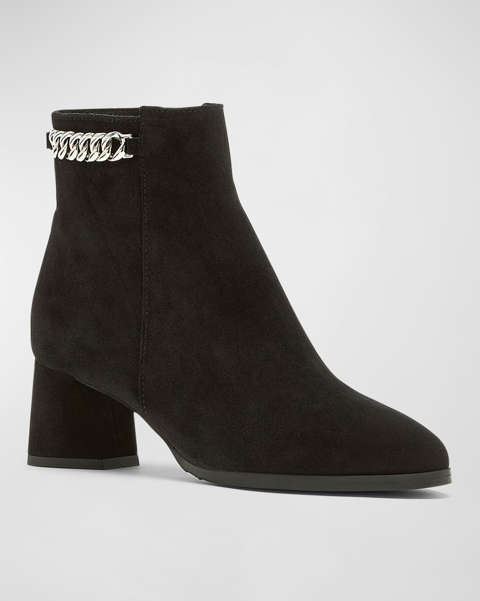 La Canadienne Andrea Suede Chain Ankle Booties | Neiman Marcus