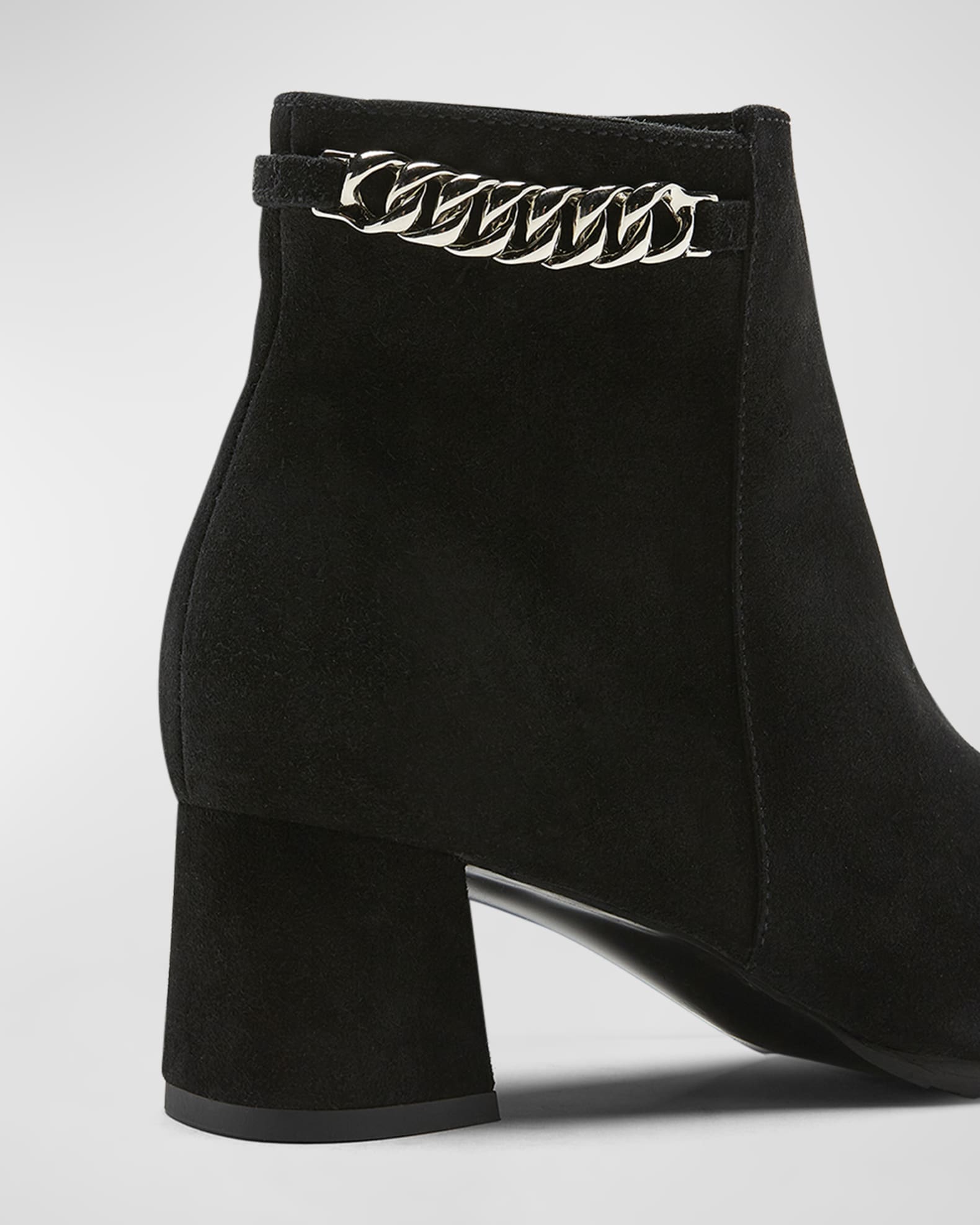 La Canadienne Andrea Suede Chain Ankle Booties | Neiman Marcus