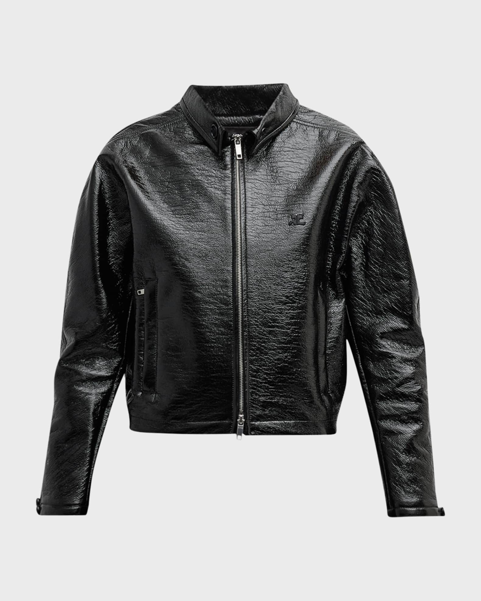 Courreges Shiny Vinyl Zip Bomber Jacket | Neiman Marcus
