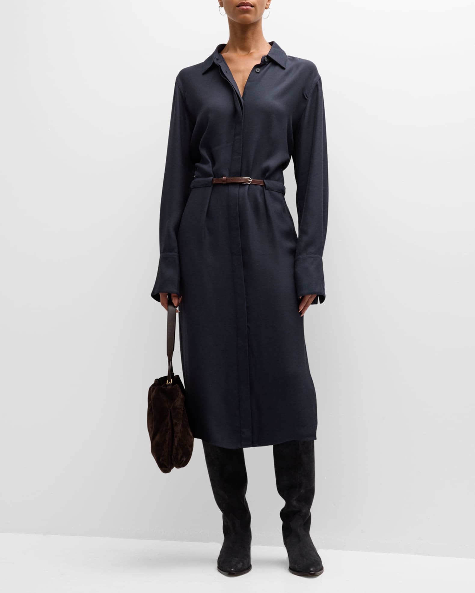 Joseph Daval Viscose Twill Midi Shirtdress | Neiman Marcus