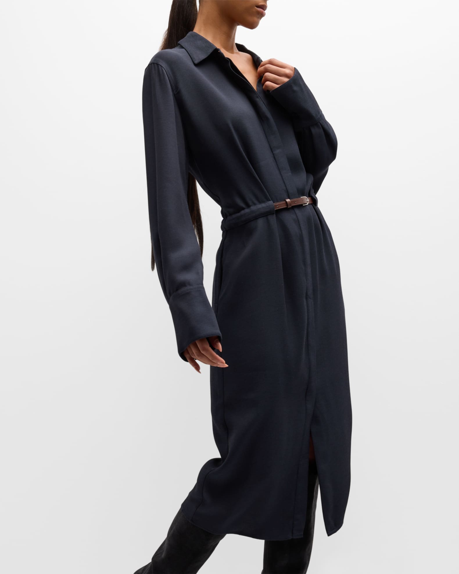 Joseph Daval Viscose Twill Midi Shirtdress | Neiman Marcus