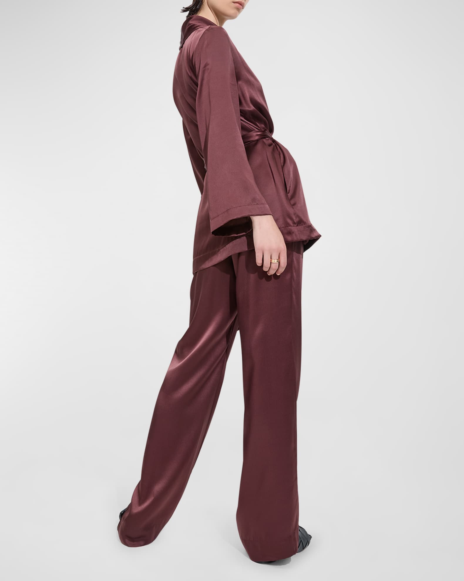 SLEEPING WITH JACQUES Marais High-Rise Silk Tuxedo Pants | Neiman Marcus