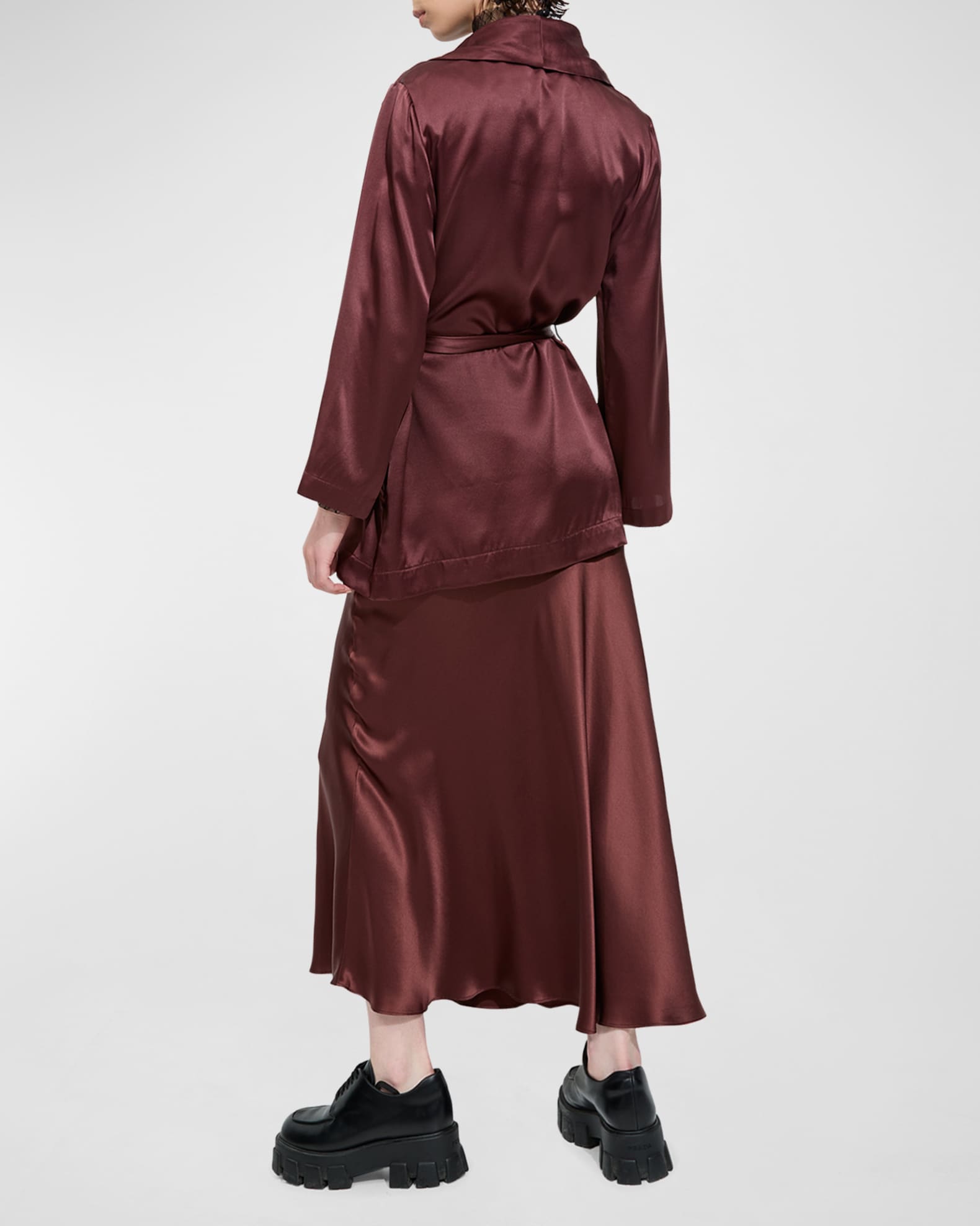 SLEEPING WITH JACQUES Bon Vivant Shawl-Collar Mini Silk Robe | Neiman ...