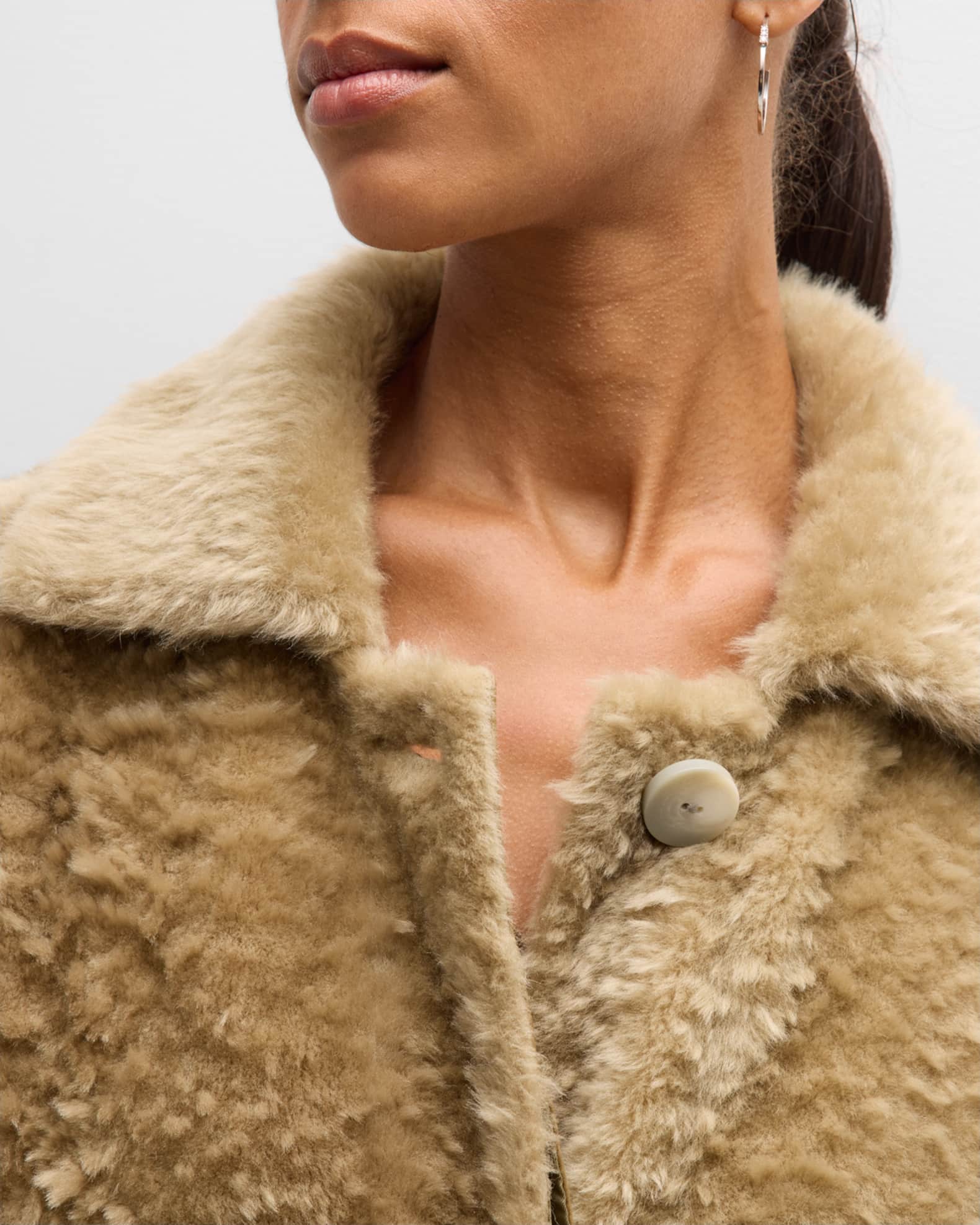 Joseph Cail Belted Textured Wool & Leather Coat | Neiman Marcus