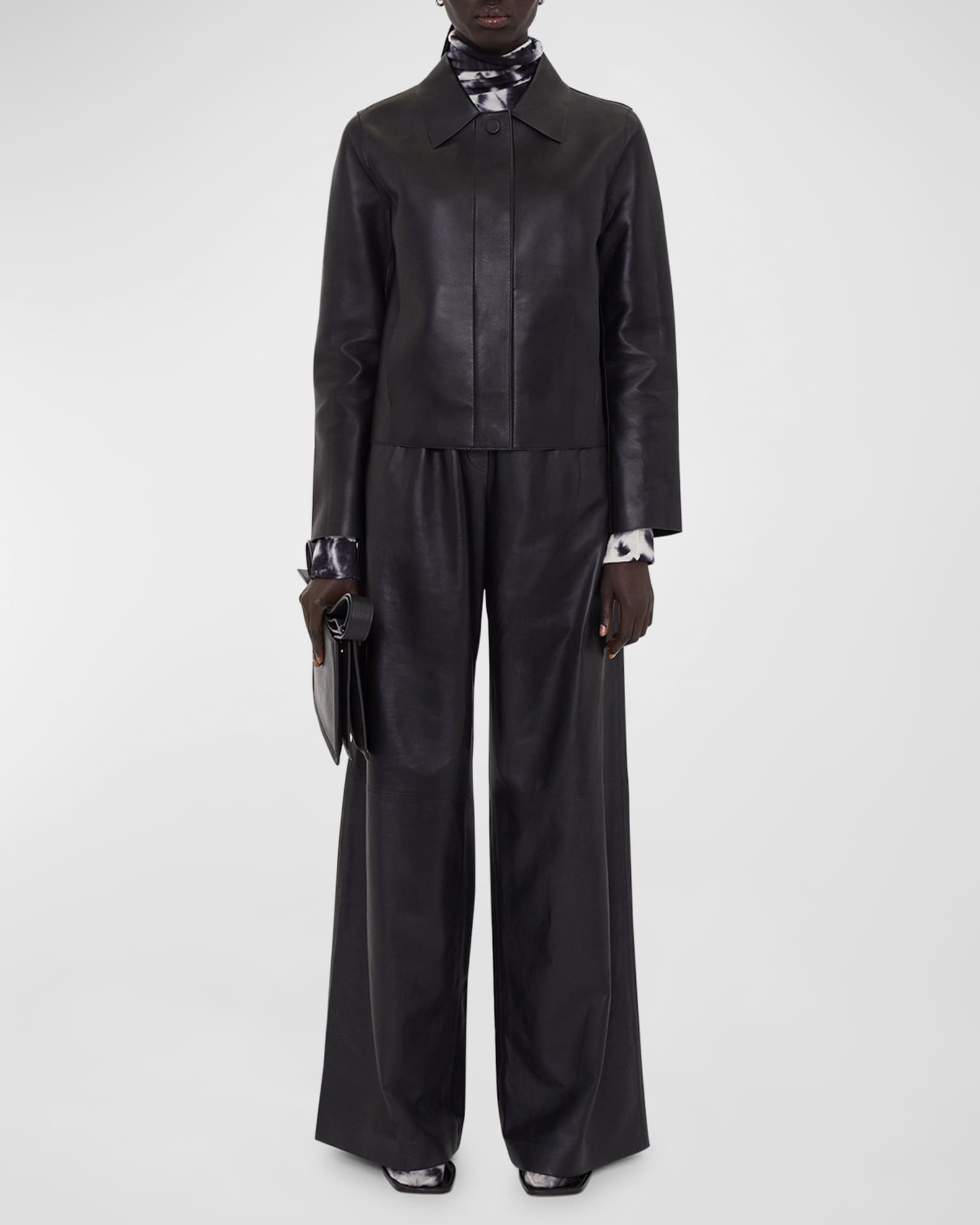 Joseph Jose Snap-Front Bonded Leather Jacket | Neiman Marcus