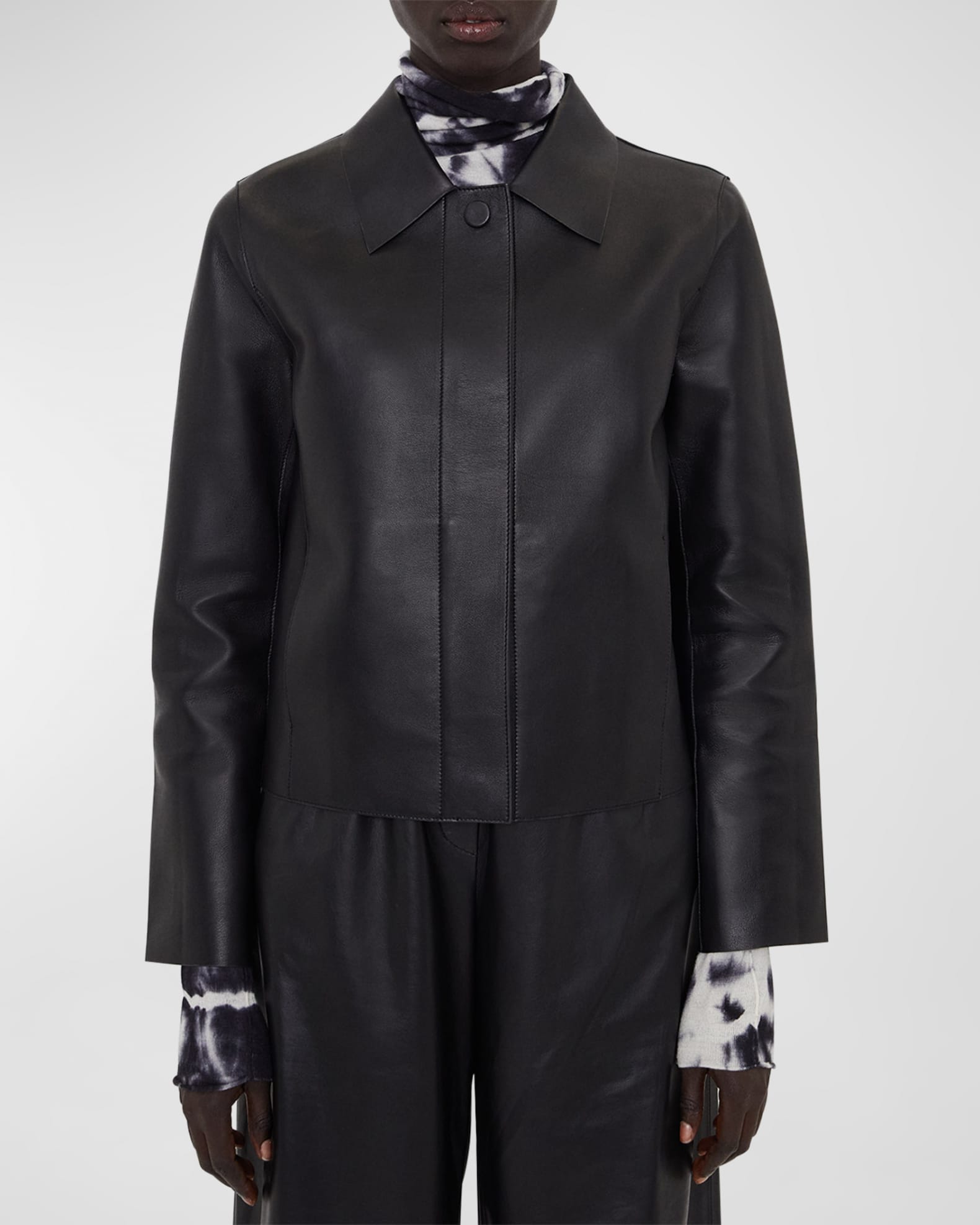 Joseph Jose Snap-Front Bonded Leather Jacket | Neiman Marcus