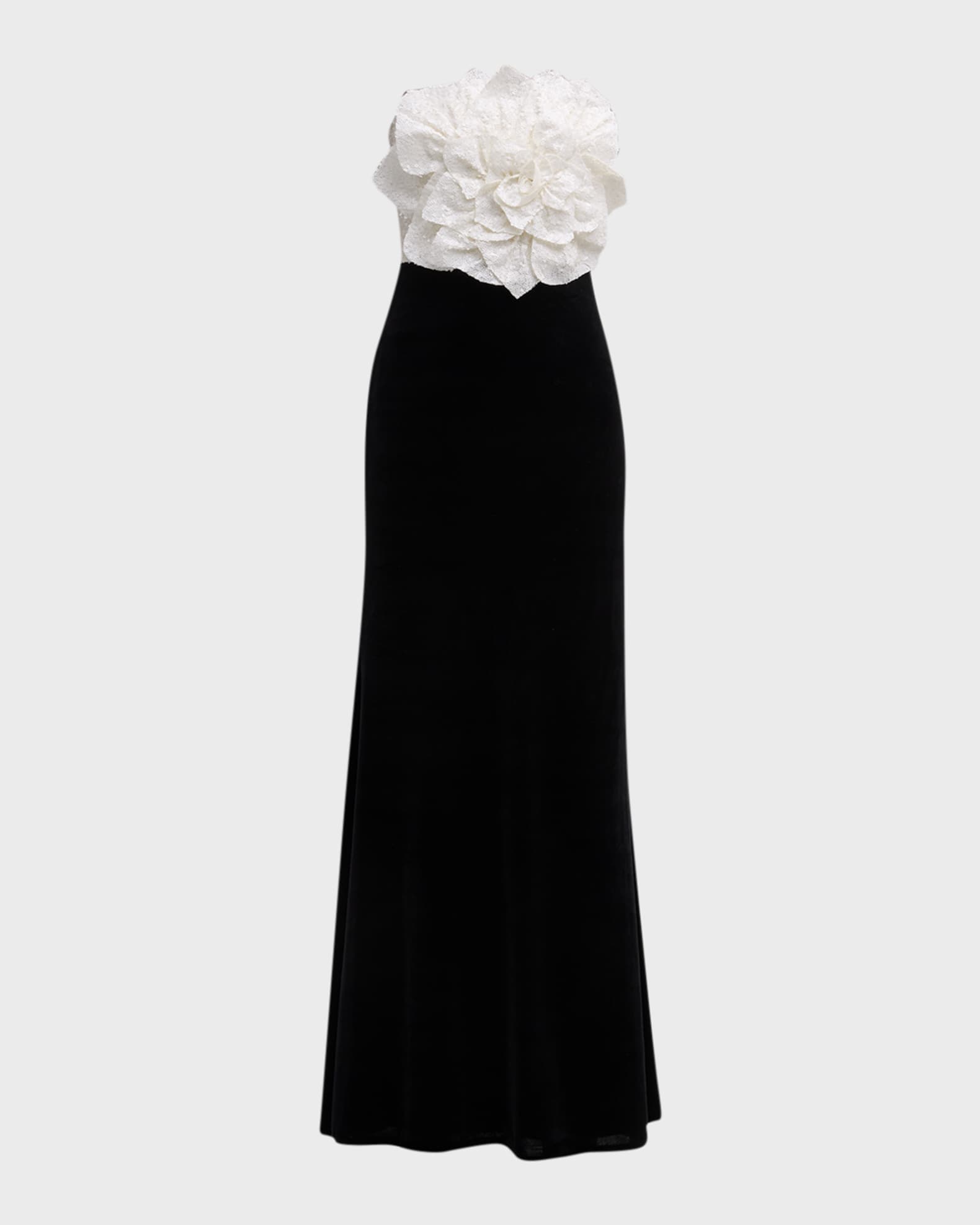 Badgley Mischka Collection Strapless Sequin Rosette Gown | Neiman Marcus