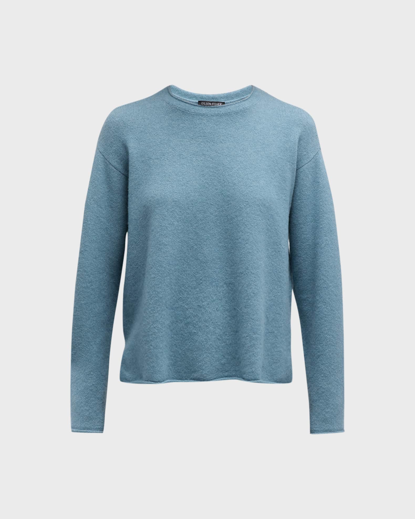 Eileen Fisher Crewneck Cashmere-Silk Boucle Top | Neiman Marcus