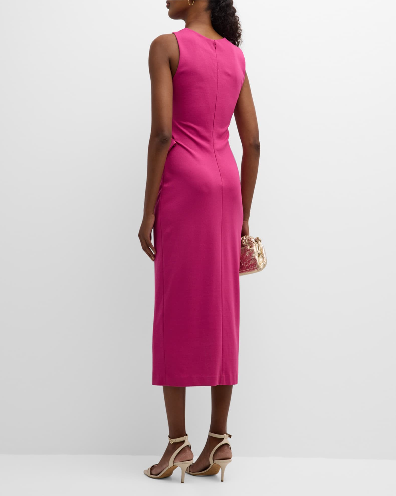 Emporio Armani Sleeveless Twist-Front Jersey Midi Dress | Neiman Marcus