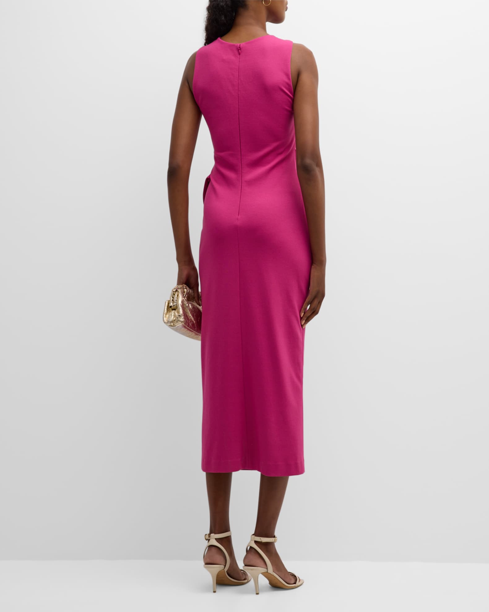 Emporio Armani Sleeveless Twist-Front Jersey Midi Dress | Neiman Marcus