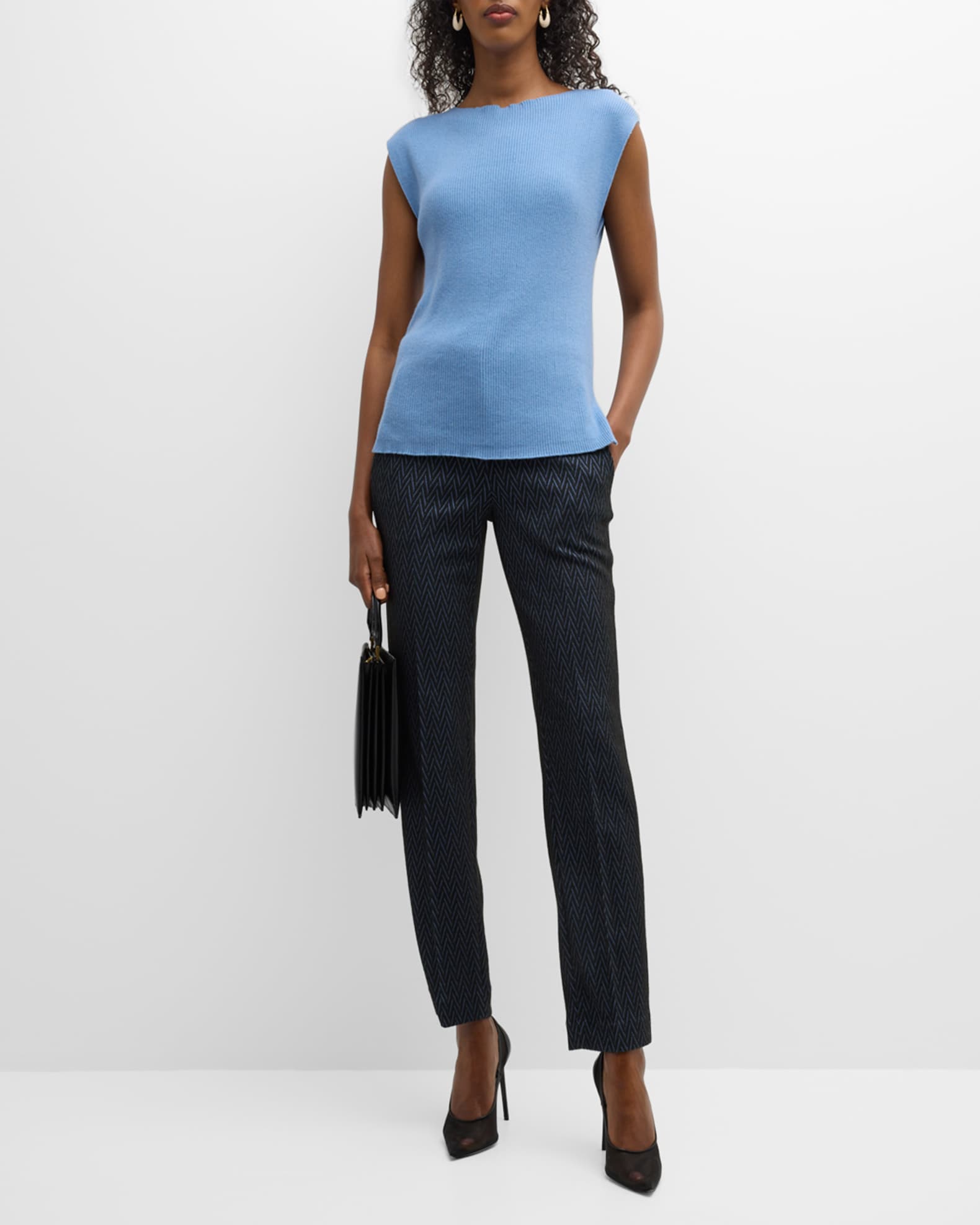 Emporio Armani Ribbed Seamless Side-Slit Tank | Neiman Marcus