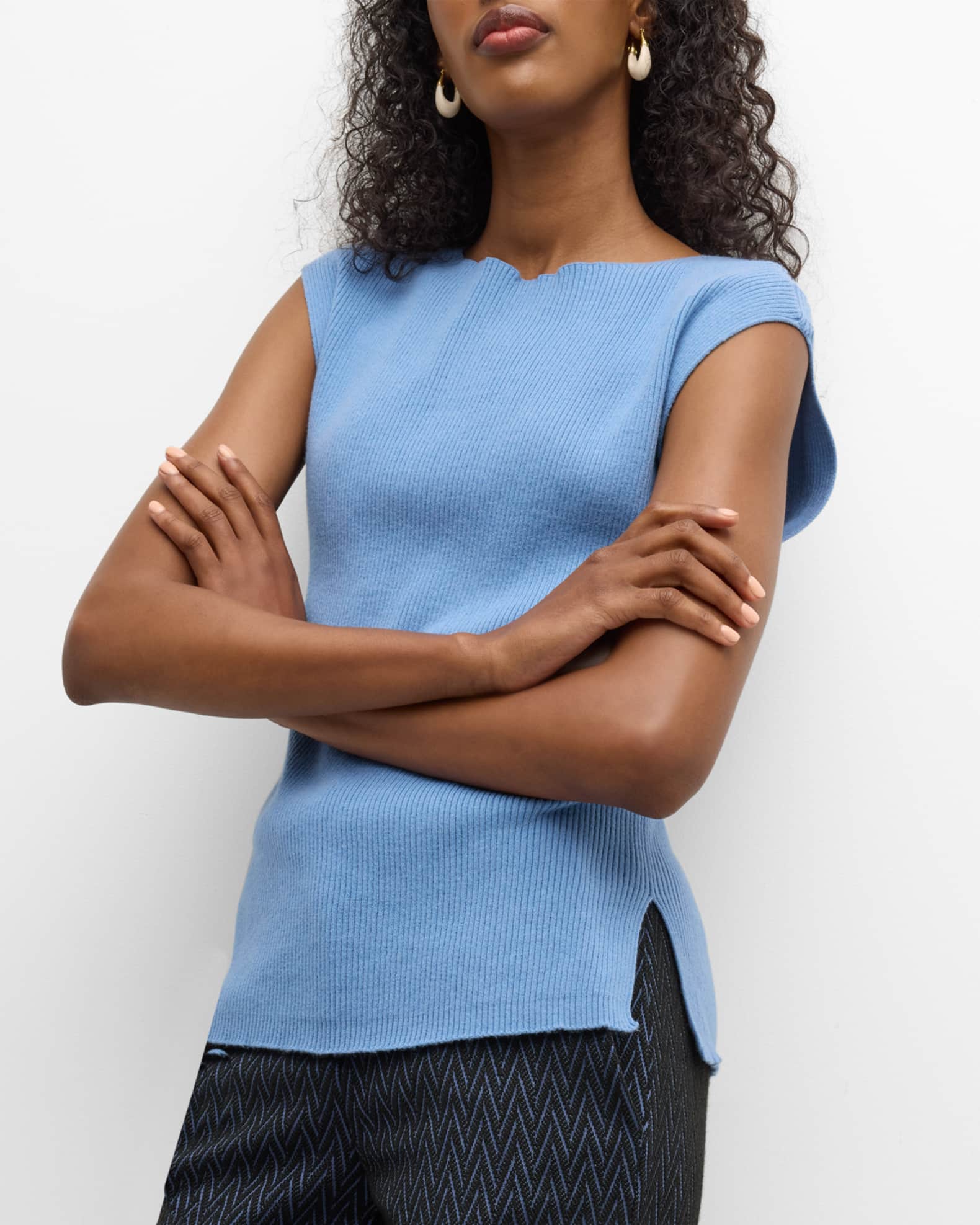 Emporio Armani Ribbed Seamless Side-Slit Tank | Neiman Marcus