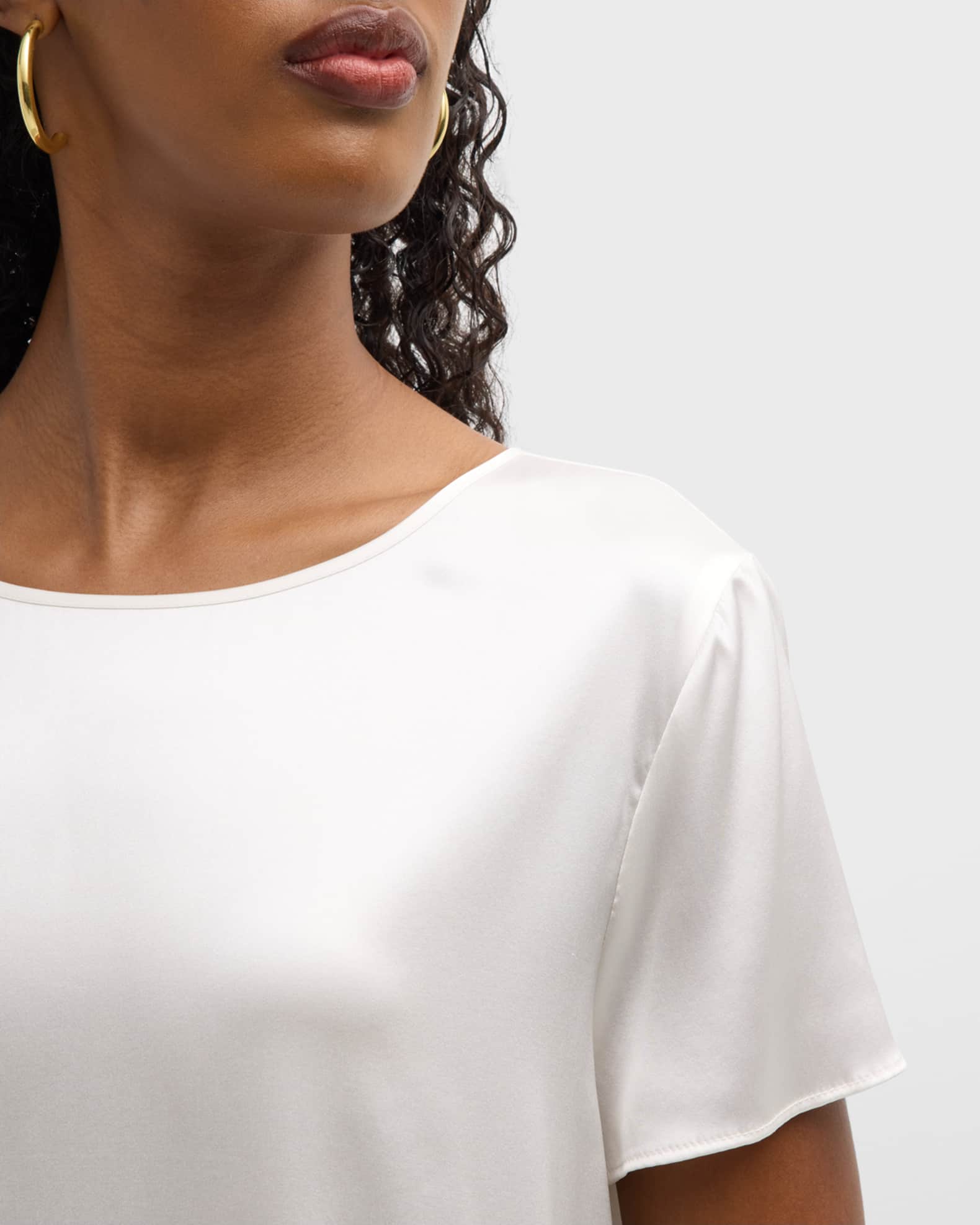 Emporio Armani Short-Sleeve Silk Satin Tee | Neiman Marcus