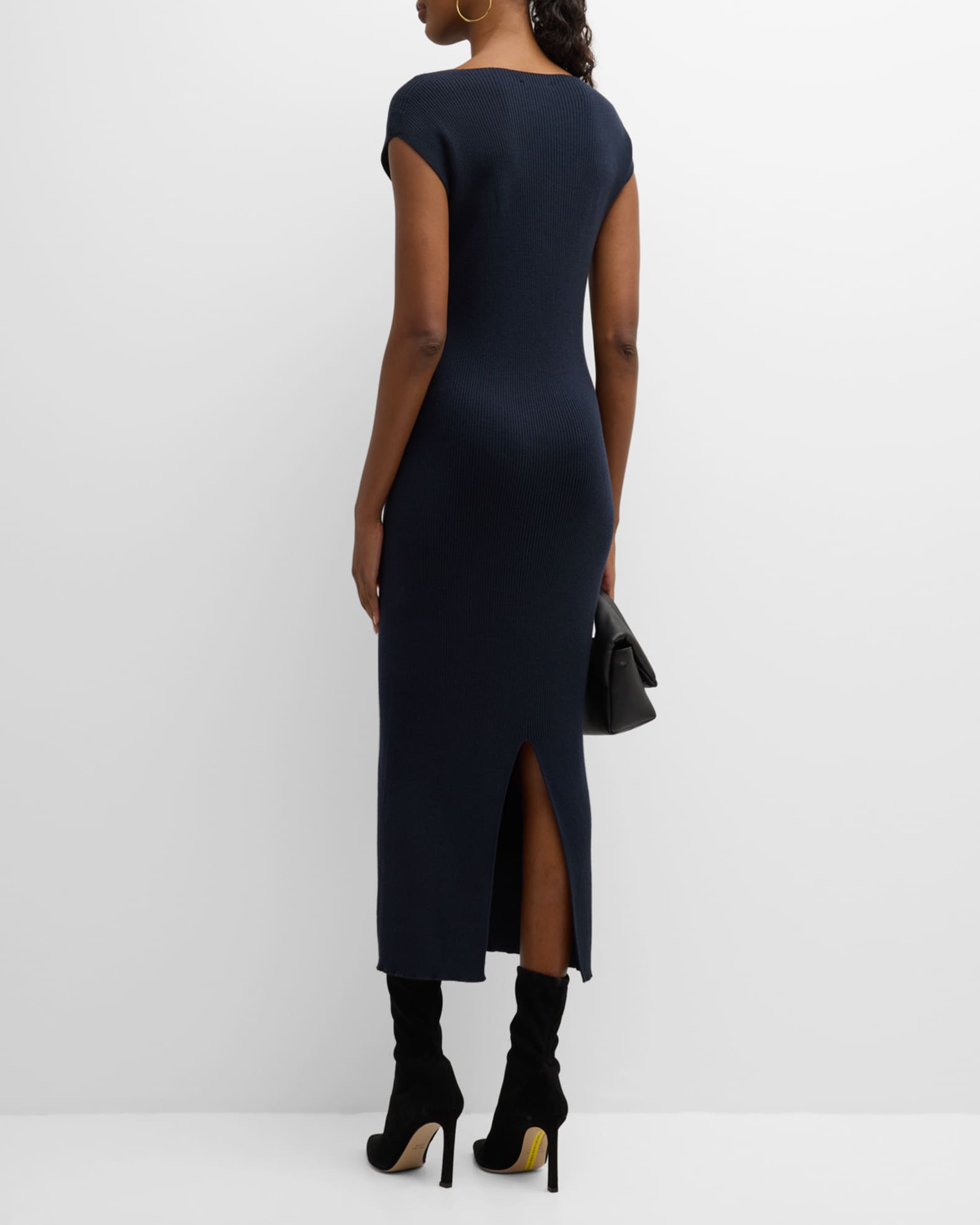Emporio Armani Ribbed Cap-Sleeve Bodycon Midi Dress | Neiman Marcus