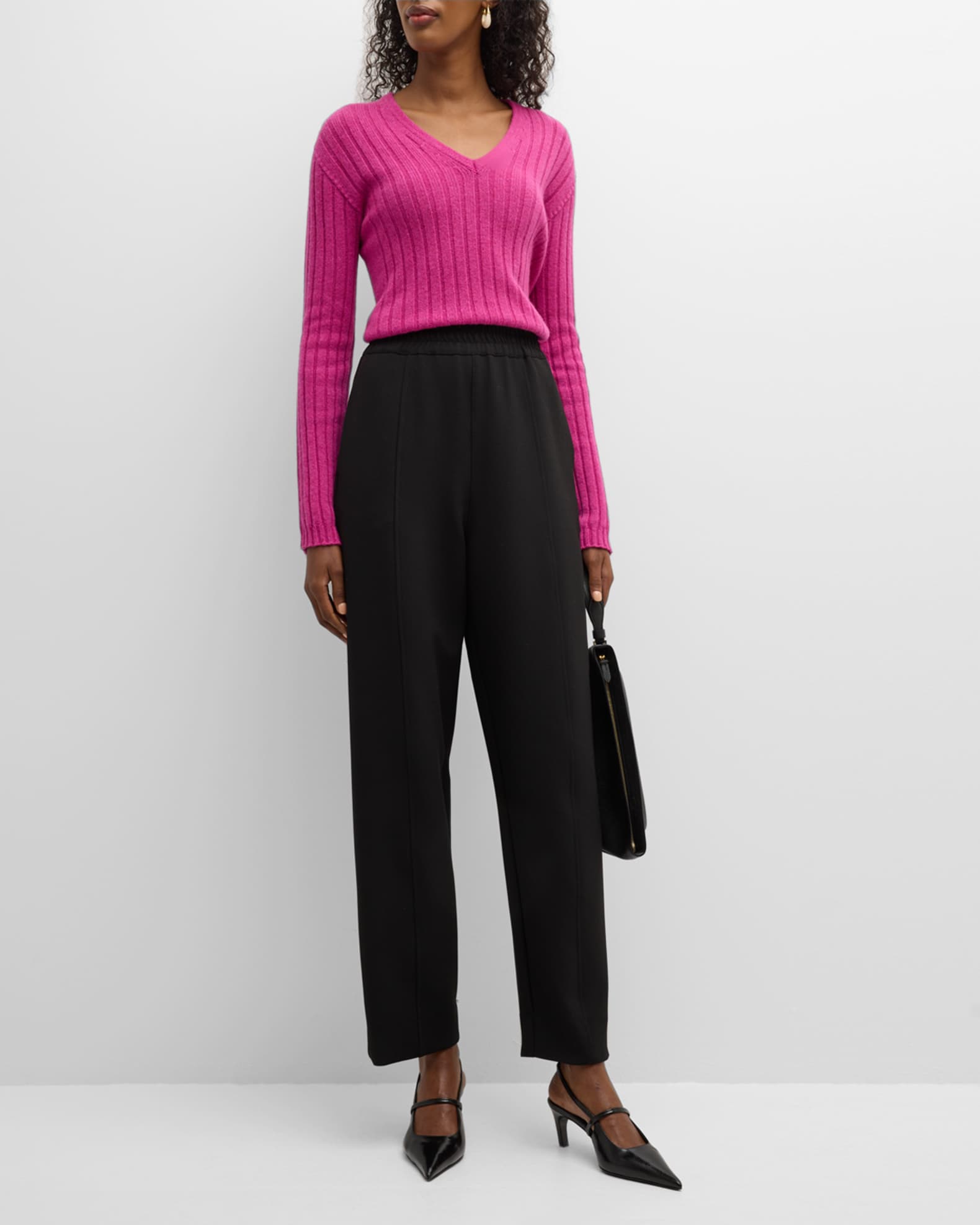Emporio Armani Cropped Straight-Leg Cady Trousers | Neiman Marcus