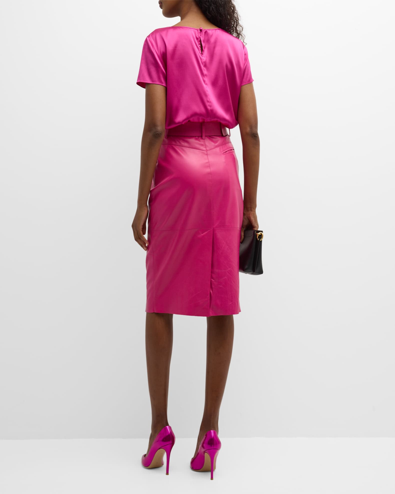 Emporio Armani Crewneck Silk Satin Tee | Neiman Marcus