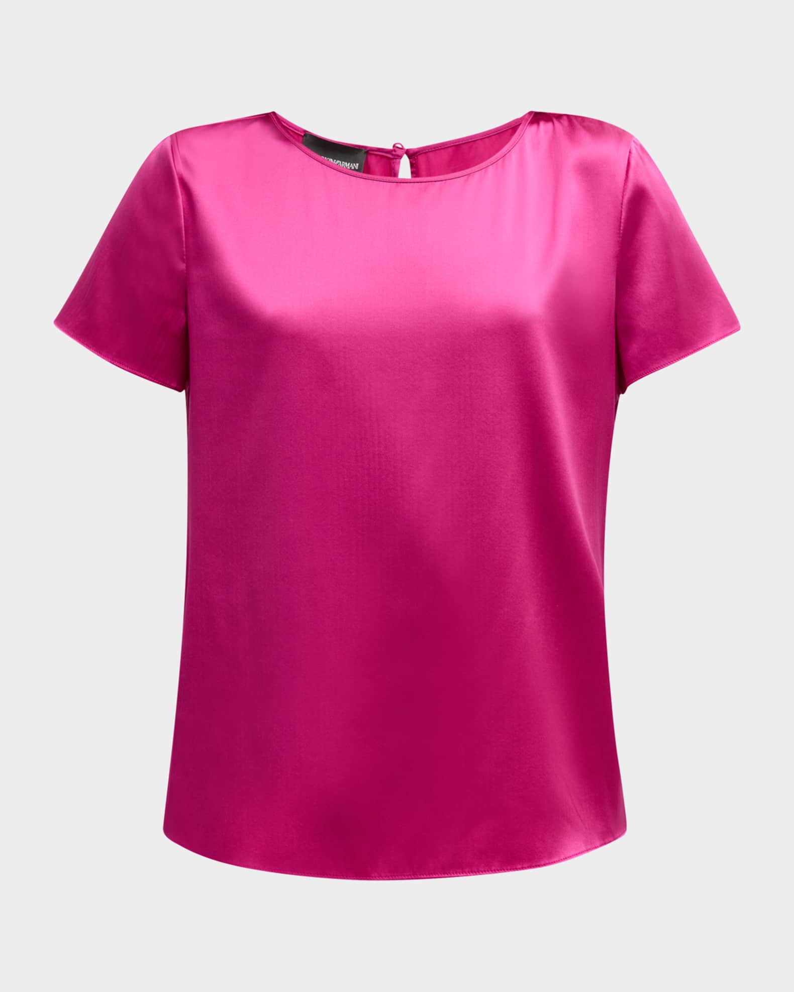 Emporio Armani Crewneck Silk Satin Tee | Neiman Marcus