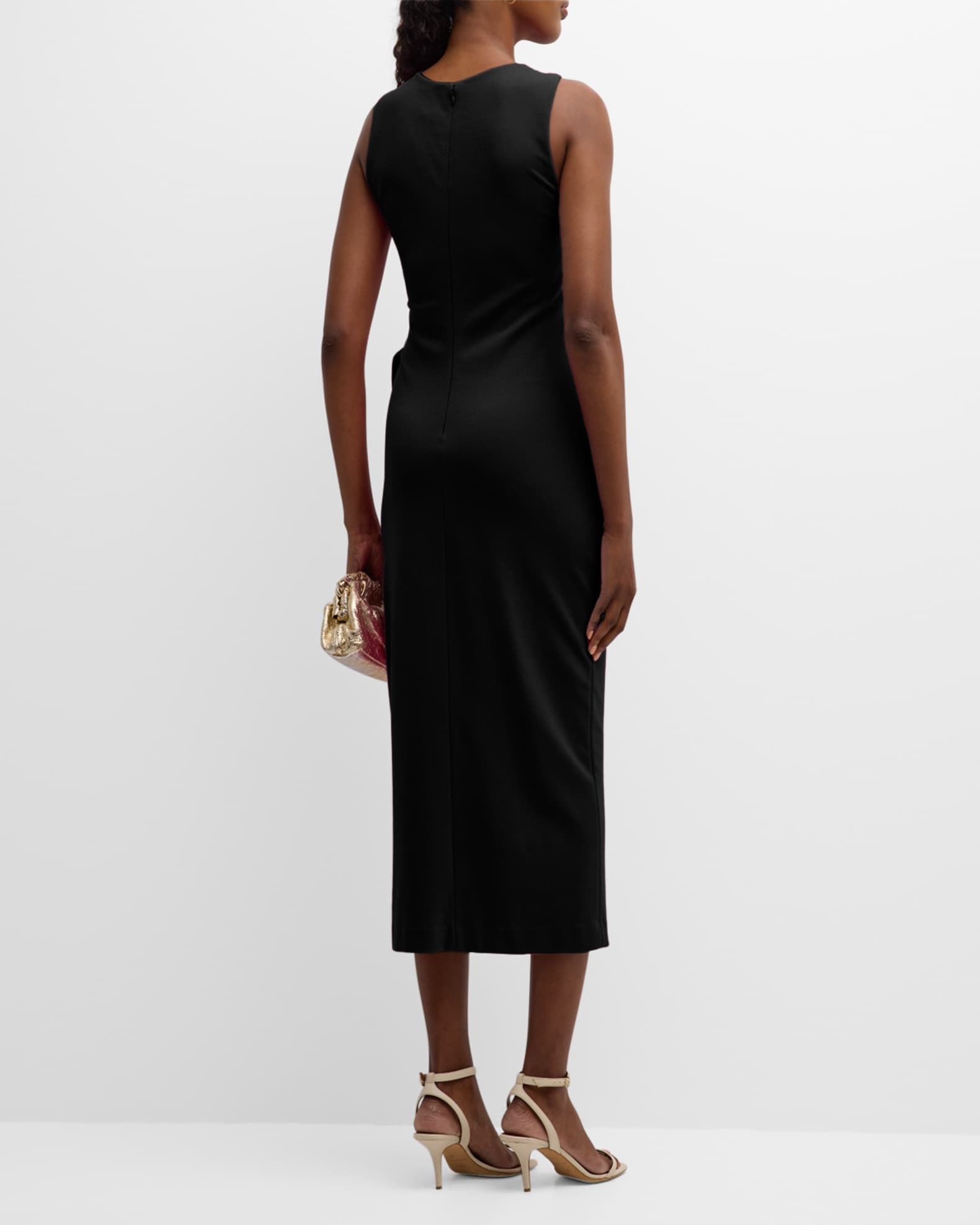 Emporio Armani Sleeveless Twist-Front Jersey Midi Dress | Neiman Marcus
