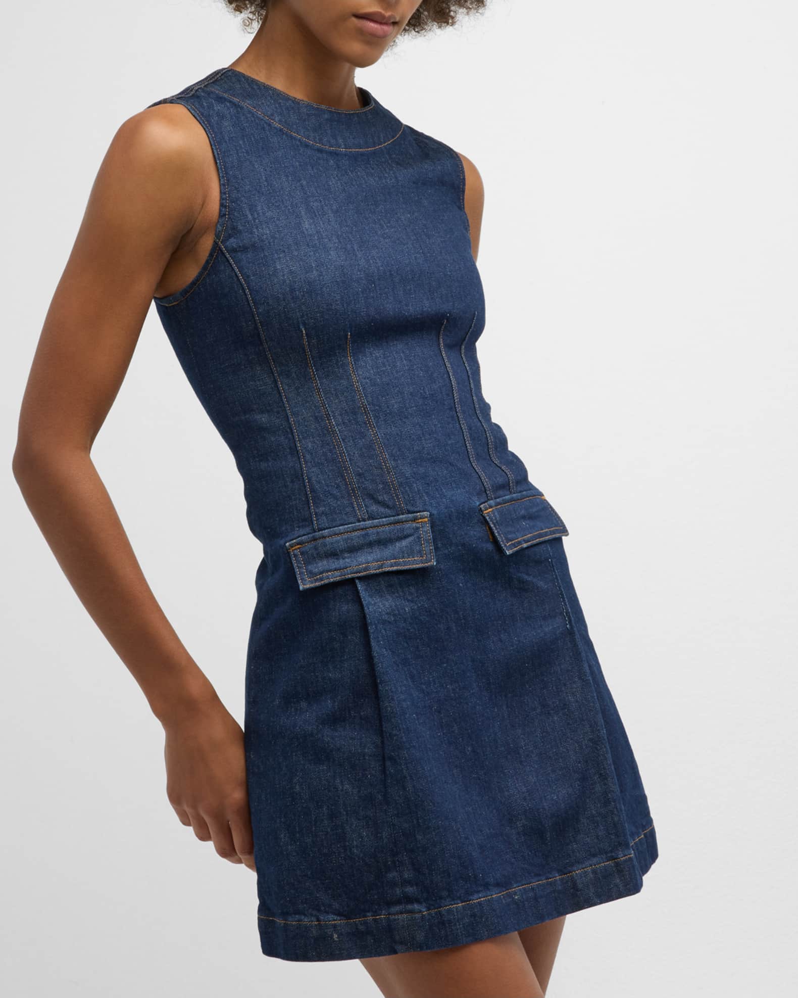 Derek Lam 10 Crosby Devan Sleeveless Denim Mini Shift Dress | Neiman Marcus