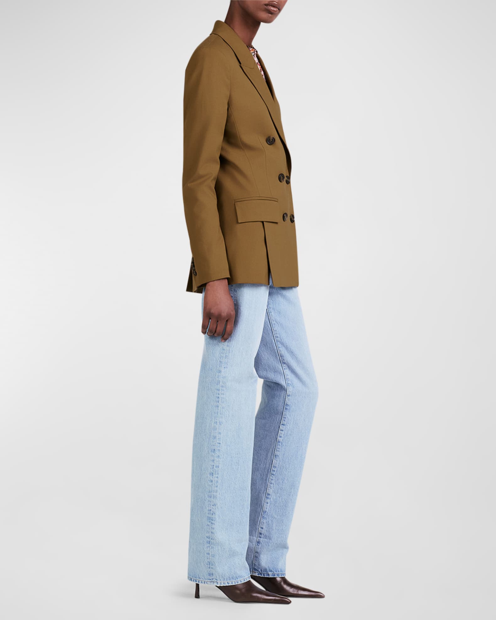 Derek Lam 10 Crosby Sandra Double-Breasted Slit Blazer | Neiman Marcus