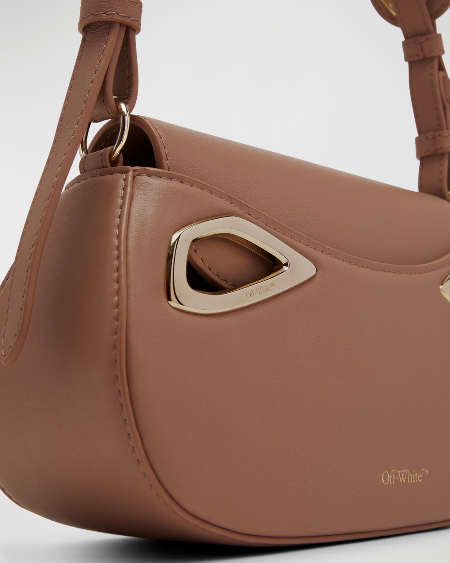 Off-White Clam Flap Leather Shoulder Bag | Neiman Marcus