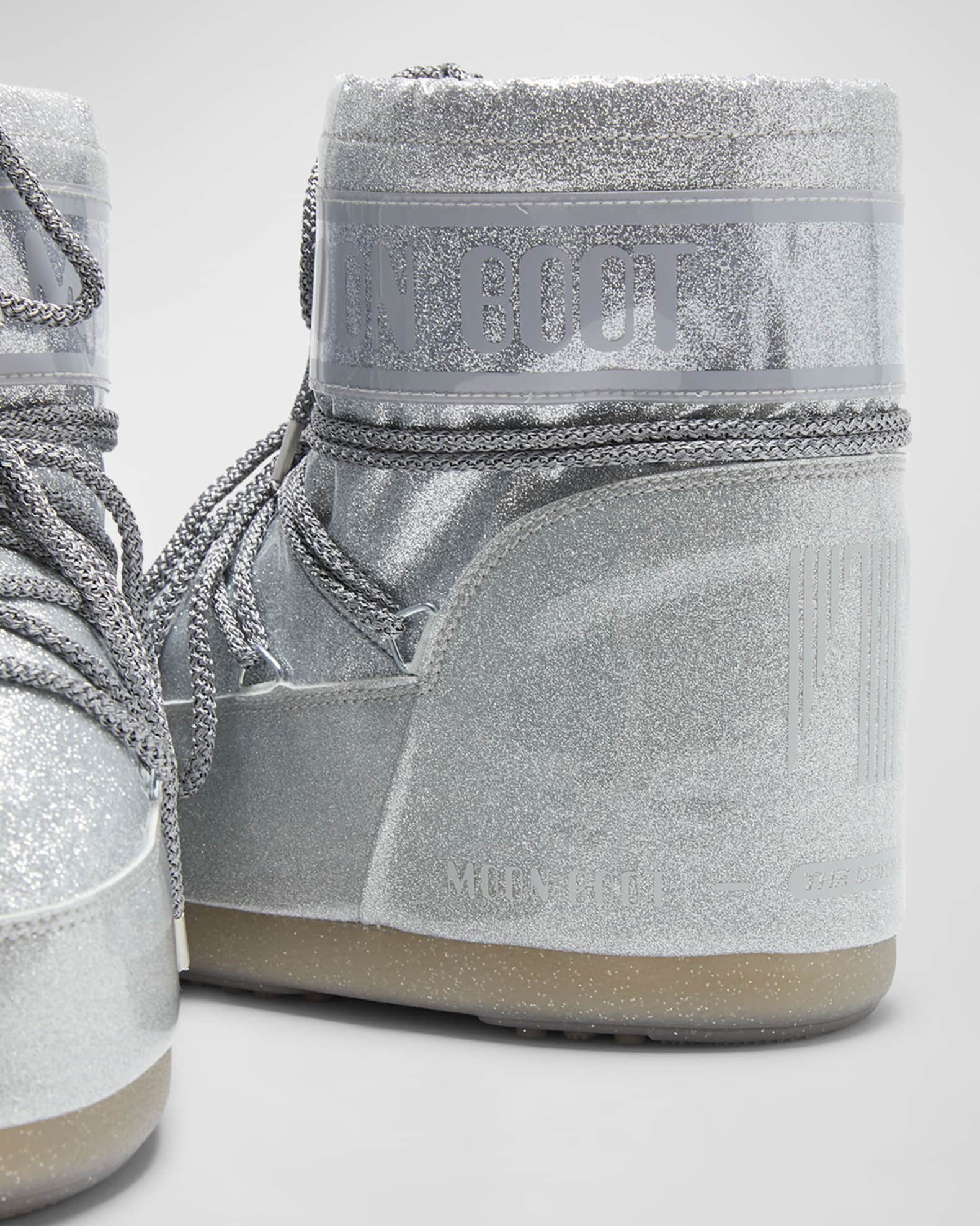 Moon Boot Icon Glitter Lace-Up Short Snow Boots | Neiman Marcus