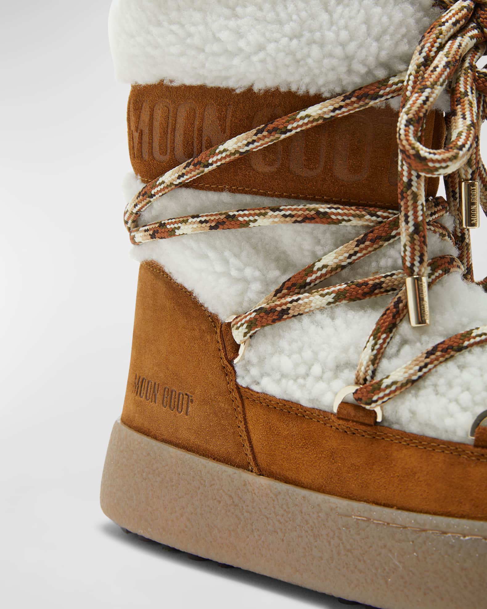 Moon Boot Track Suede Shearling Lace-Up Snow Boots | Neiman Marcus