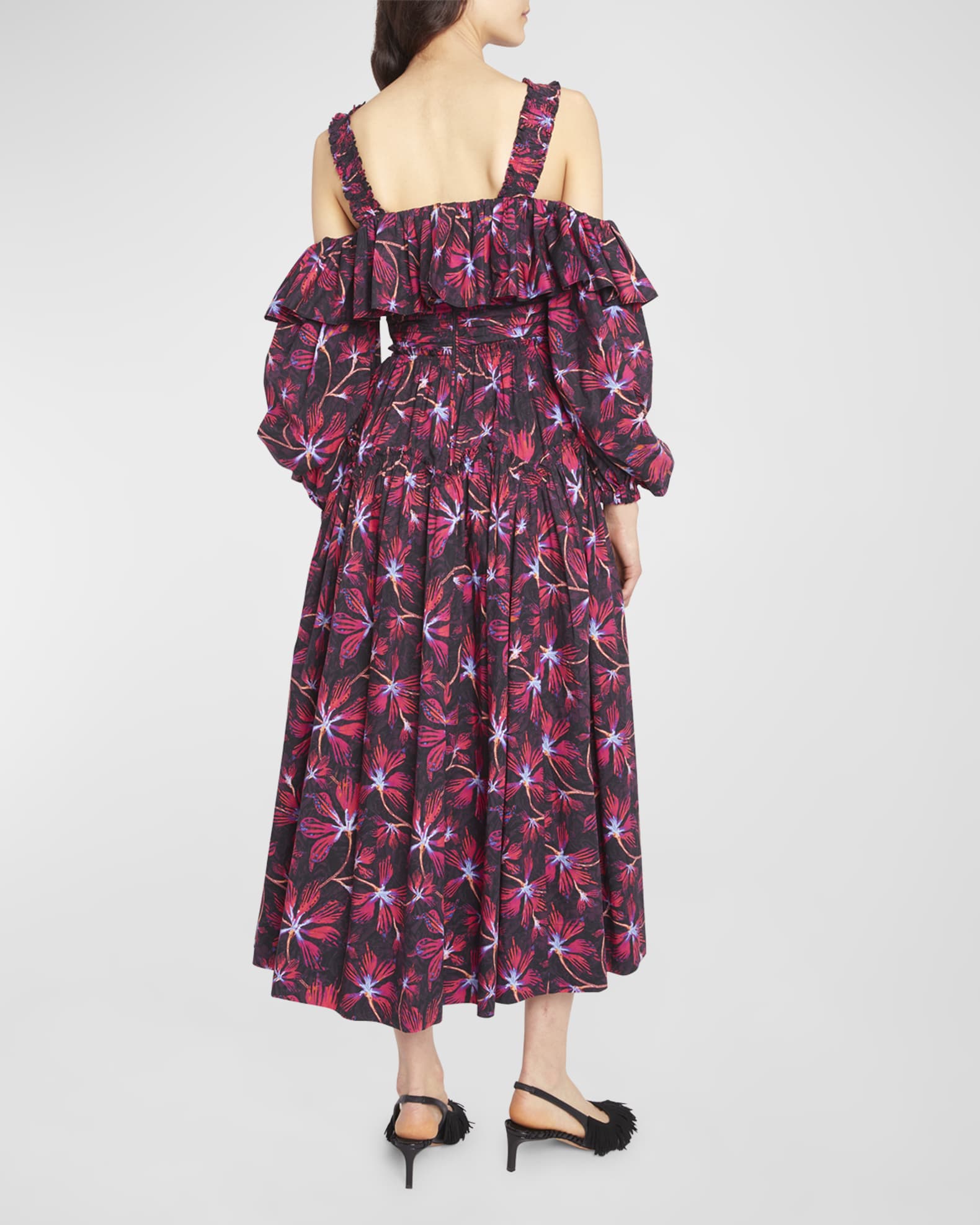 Ulla Johnson Caprice Floral Cotton Midi Dress | Neiman Marcus