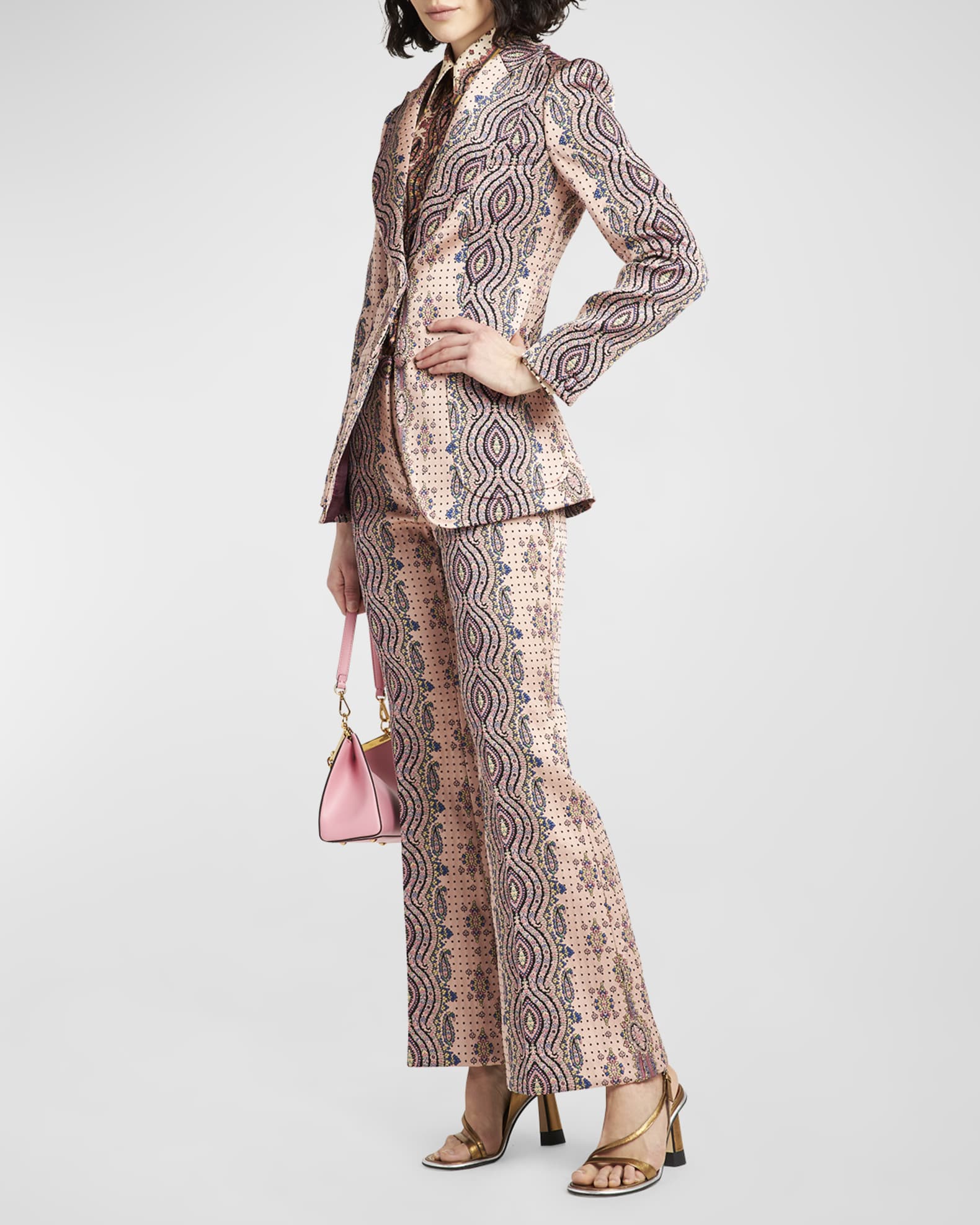 Etro Trellis Wallpaper Paisley-Print Single-Breasted Satin Blazer ...
