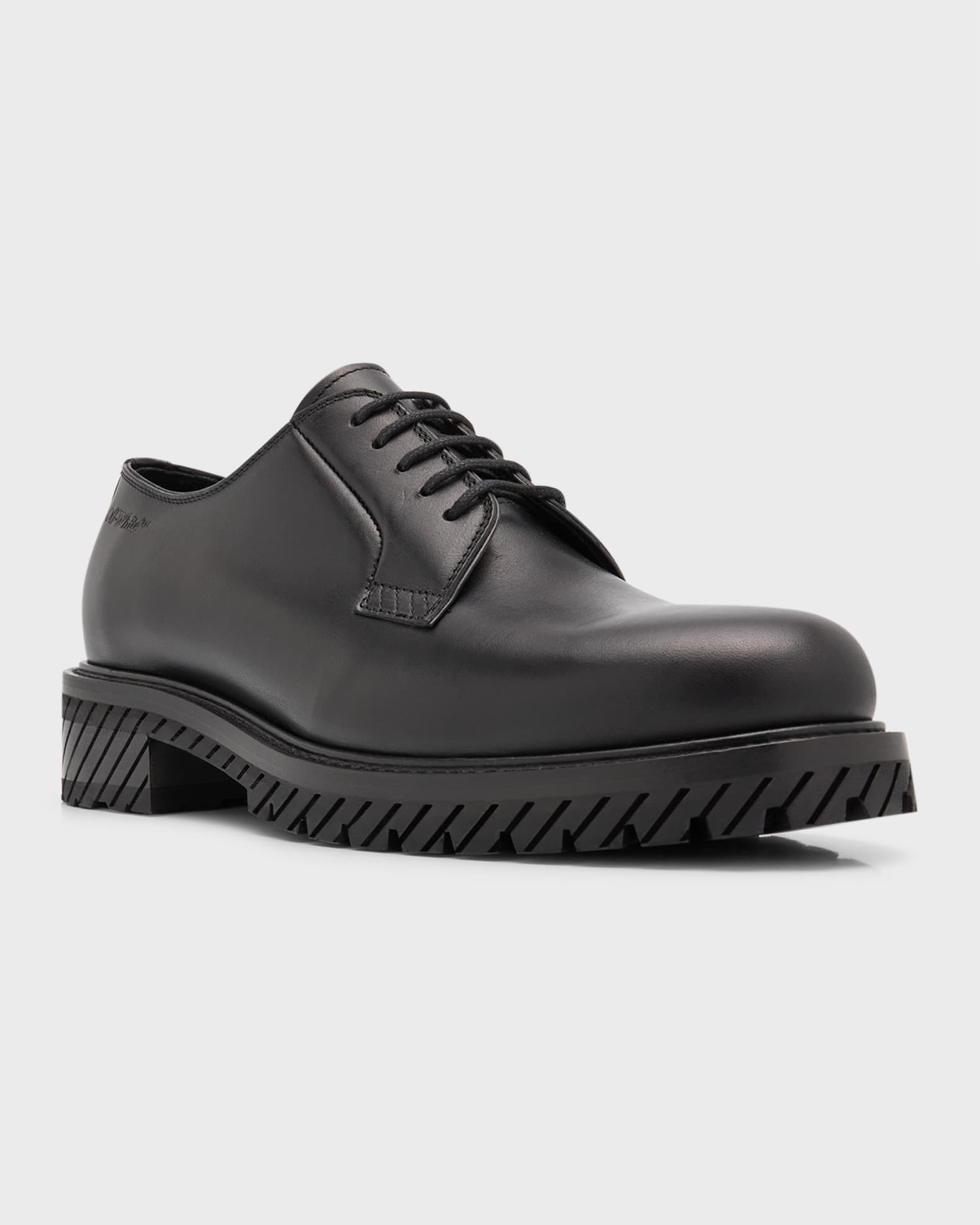 Off-White Men's Military Diagonal-Sole Leather Derby Shoes | Neiman Marcus