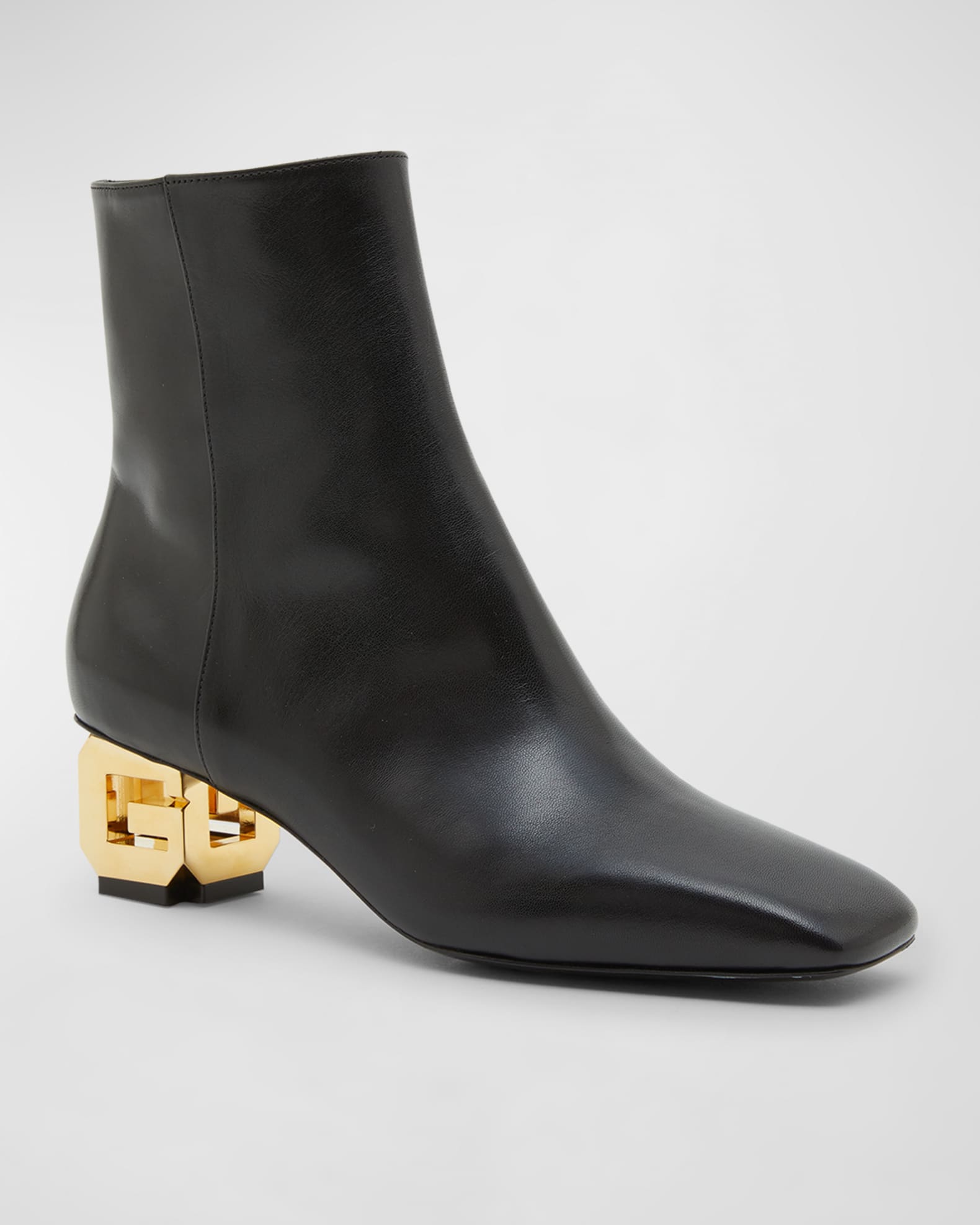 Givenchy Leather G Cube-Heel Ankle Boots | Neiman Marcus