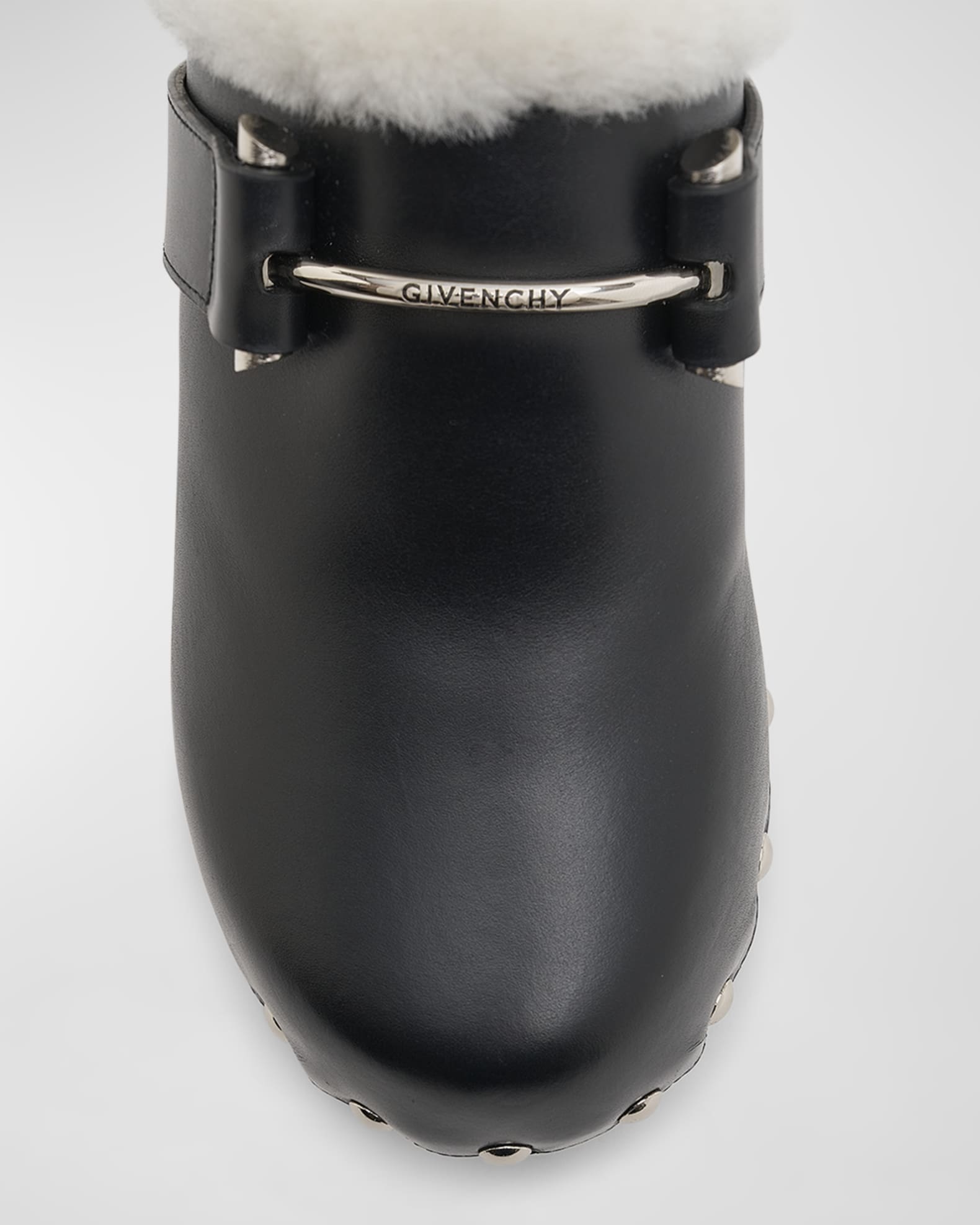 Givenchy G Leather Shearling Slide Clogs | Neiman Marcus